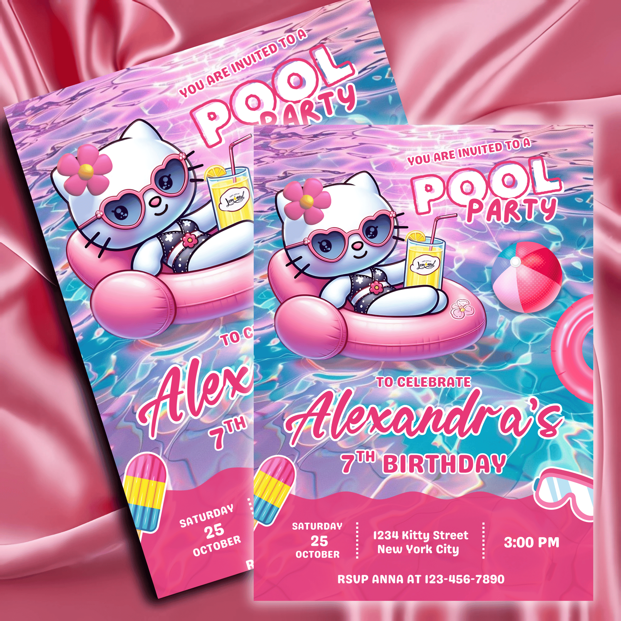 Hello Kitty Pool Party Invitation - Payhip