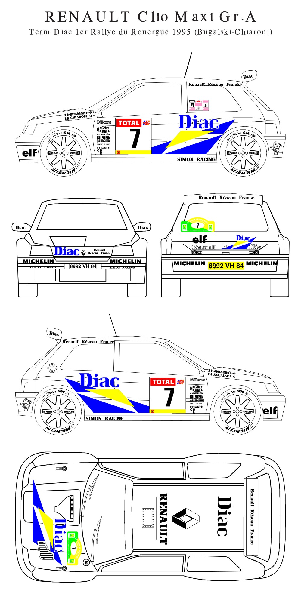 RENAULT Clio Maxi Gr.A Team Diac 1er Rallye du Rouergue 1995 (Bugalski ...