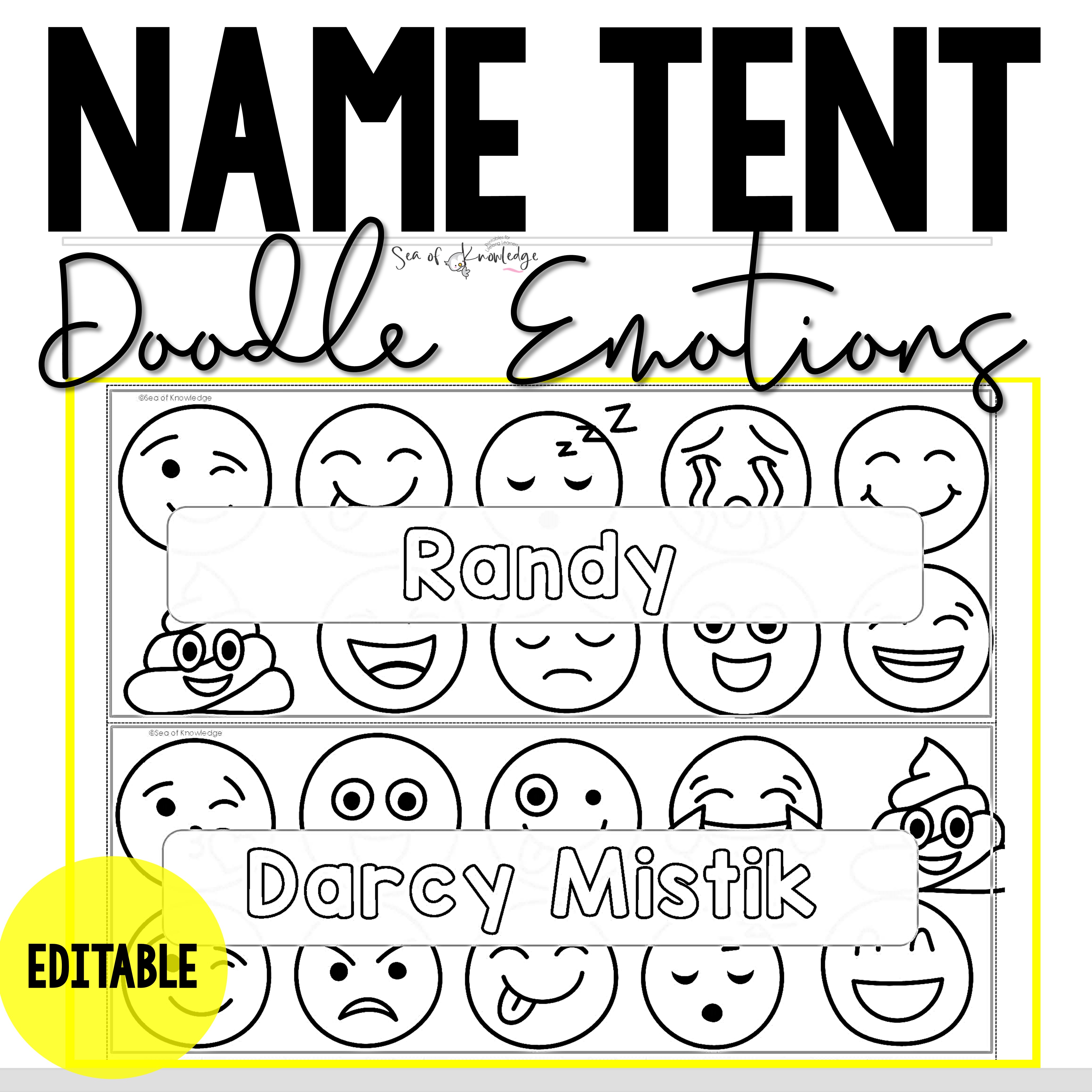 SEL Name Tent & Desk Plate | Editable Feelings & Goal Setting Tags for ...