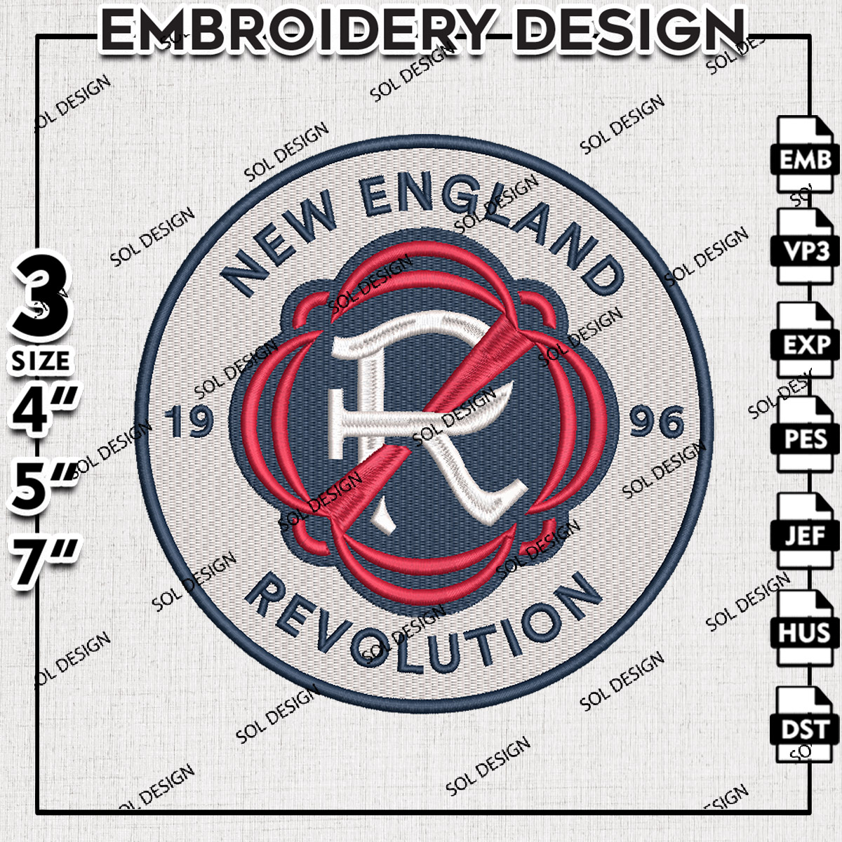 New England Revolution Logo Embroidery Designs, MLS Embroidery files ...