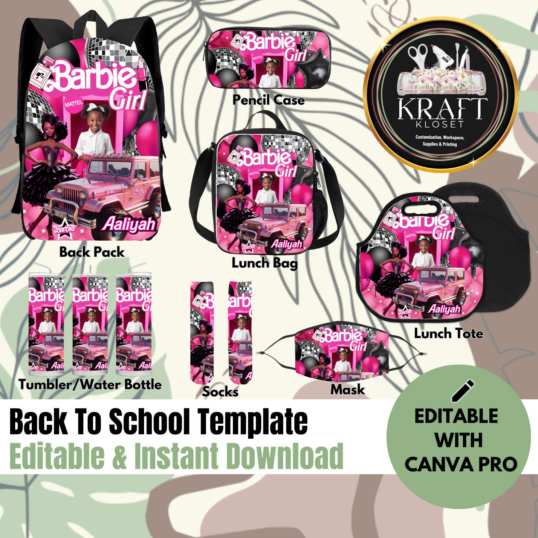 💖 Barbie-Themed Editable Digital Design Mockups – Perfect for Back-to ...