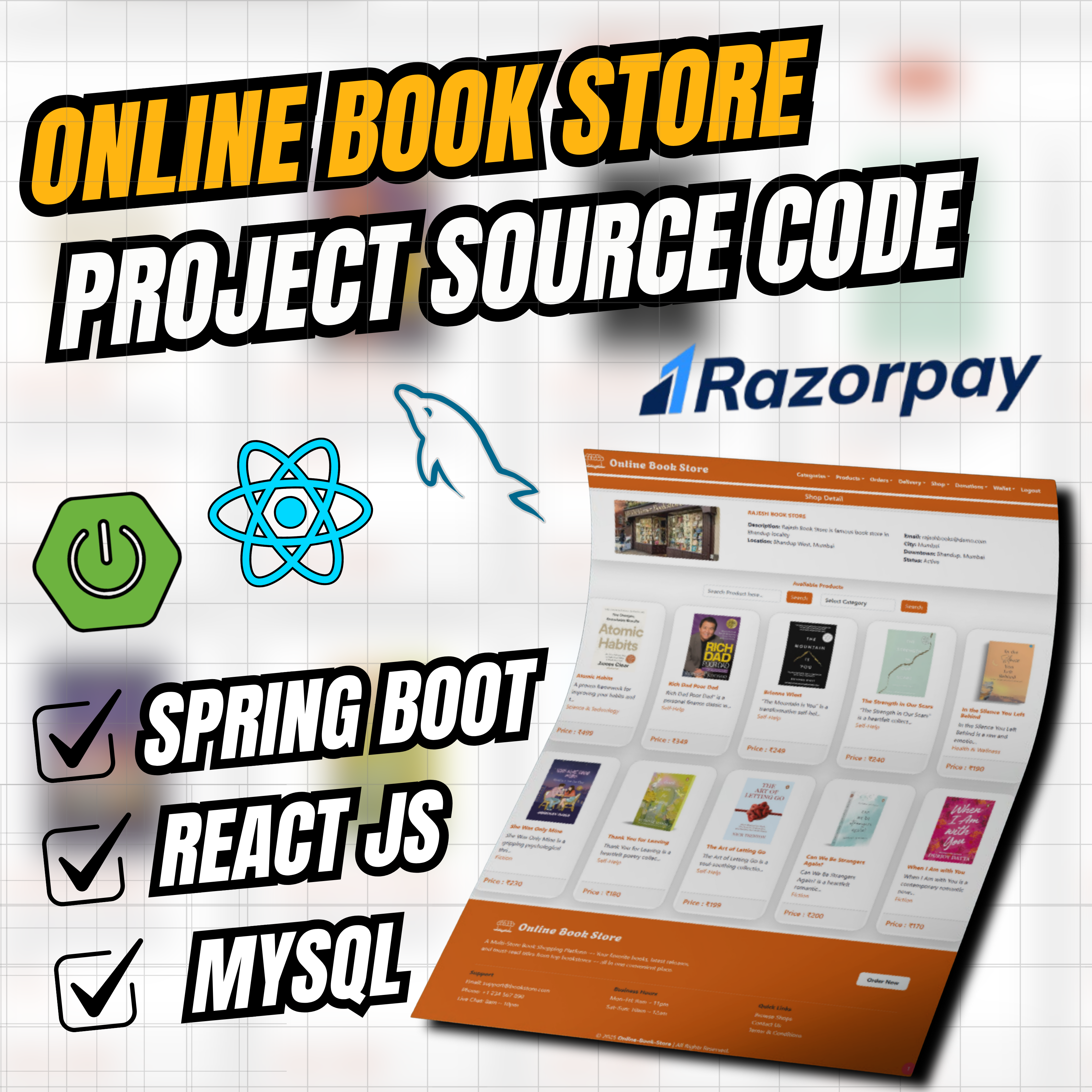 Online Book Store Project Source Code | Spring Boot React JS MySQL | E-commerce Project - Payhip