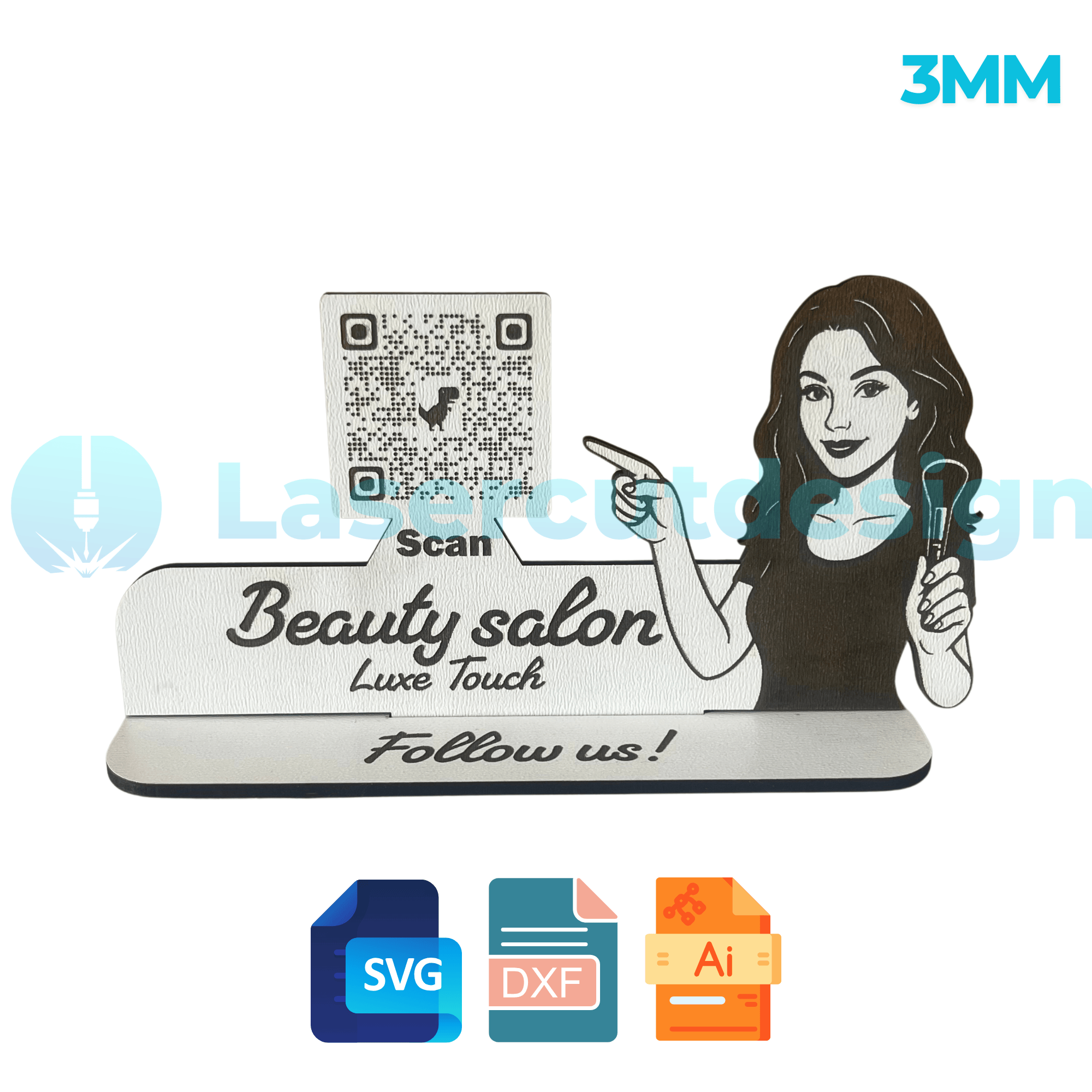 Beauty Salon QR Code Display – Laser Cut Stand for Social Media ...