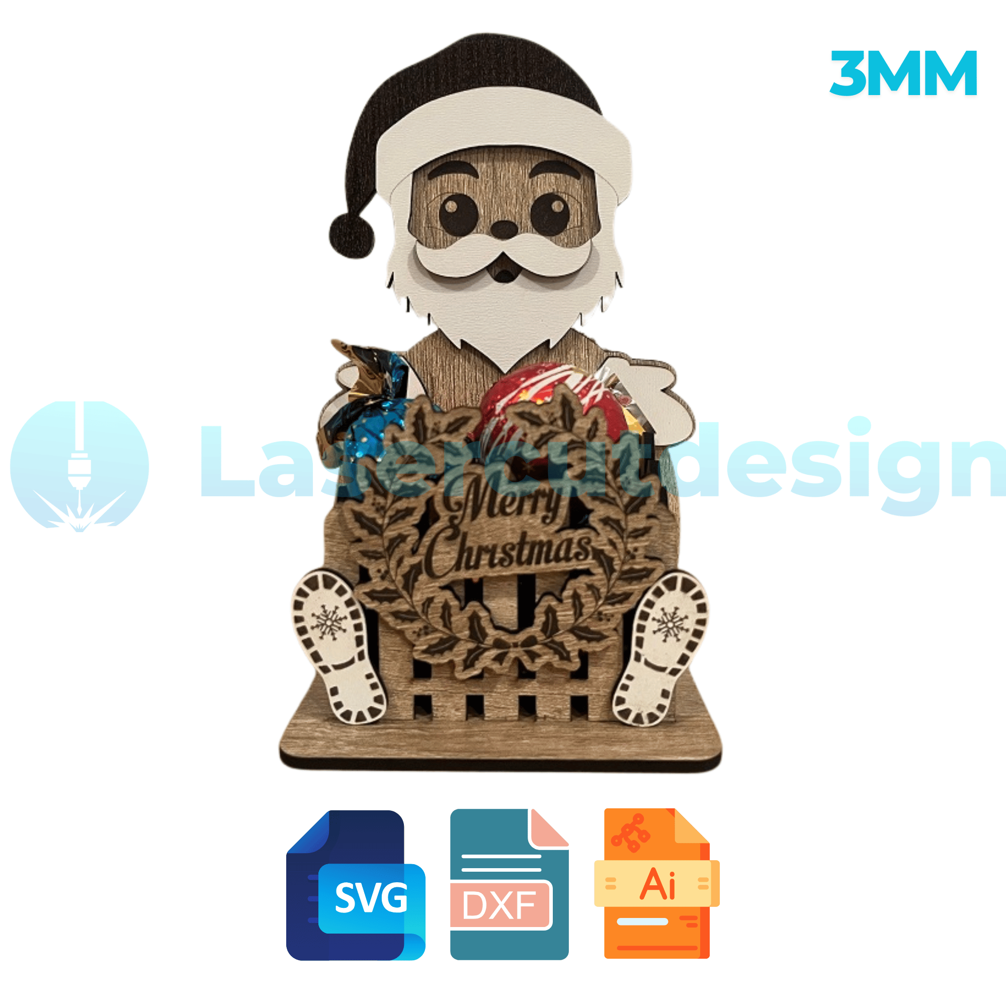 Santa Claus - Christmas Decorative Basket | Laser Cut Files - SVG,DXF ...