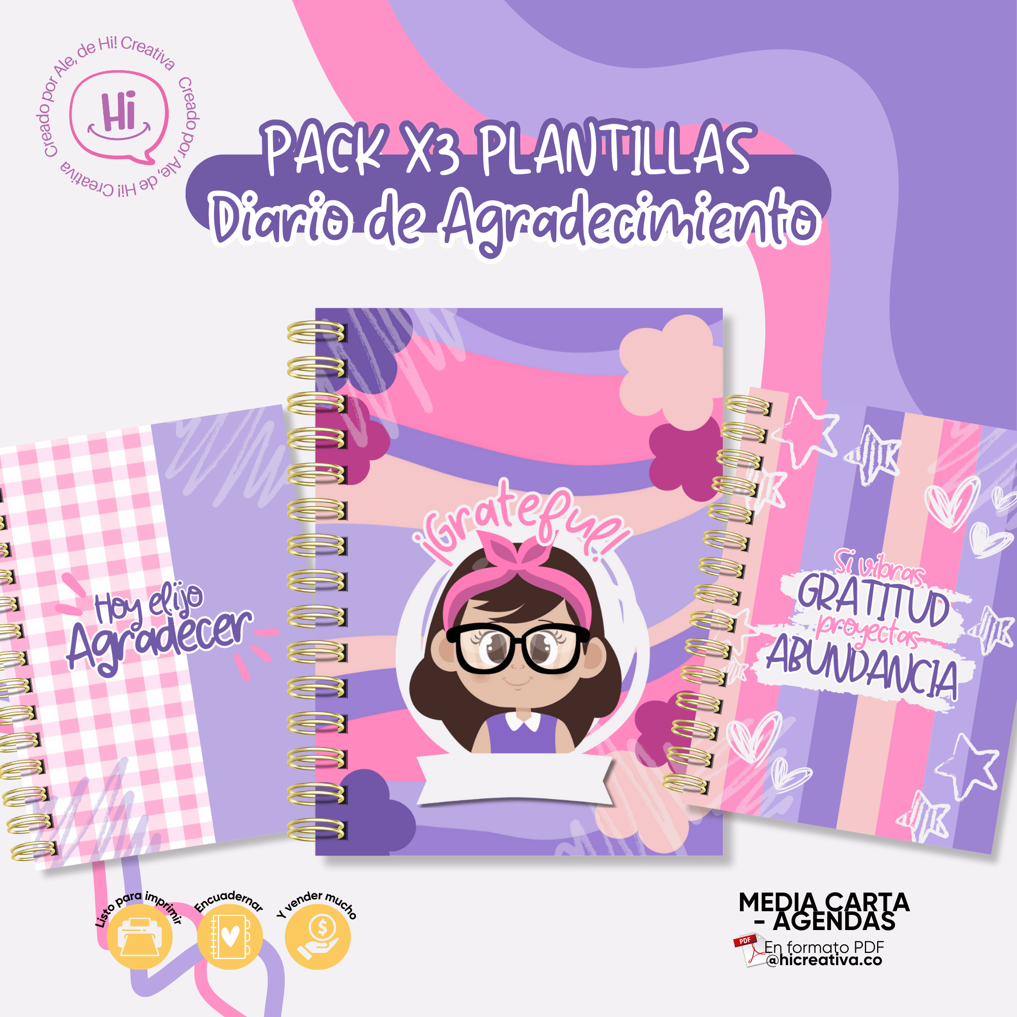 Diario de Agradecimiento - Pack x3 - Payhip