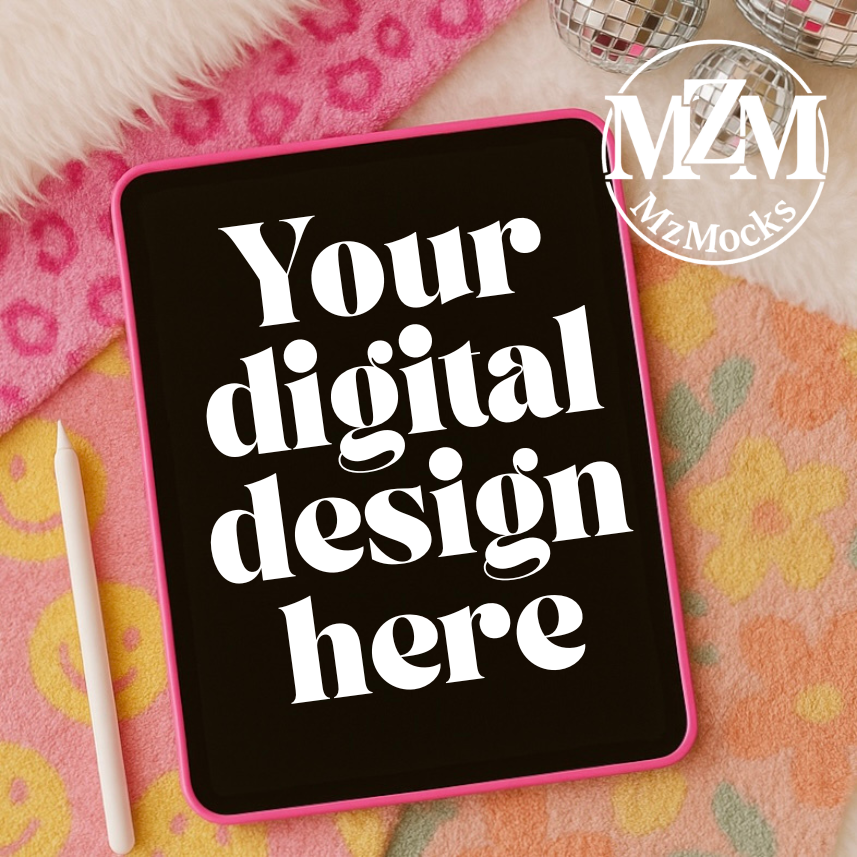 Blank black tablet with pink case/smiley face - Payhip