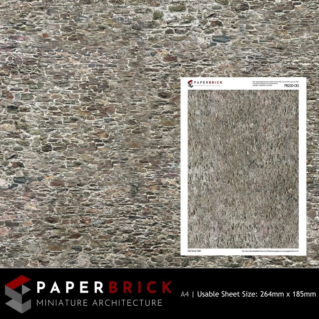 Old Stone Wall Paper - OO Scale Brick Paper