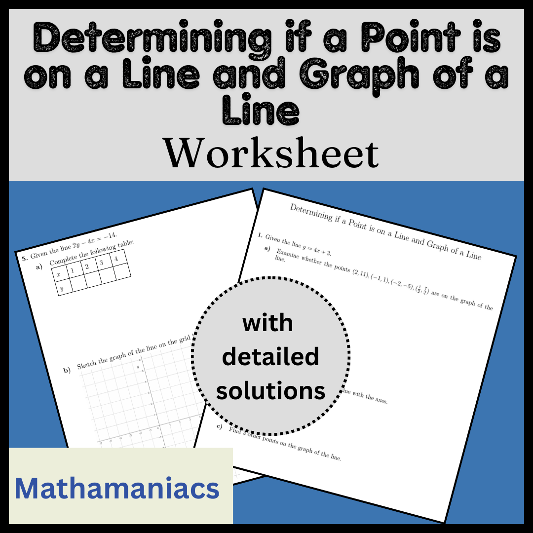 Equation of a line given its gradient and a point worksheet (with ...