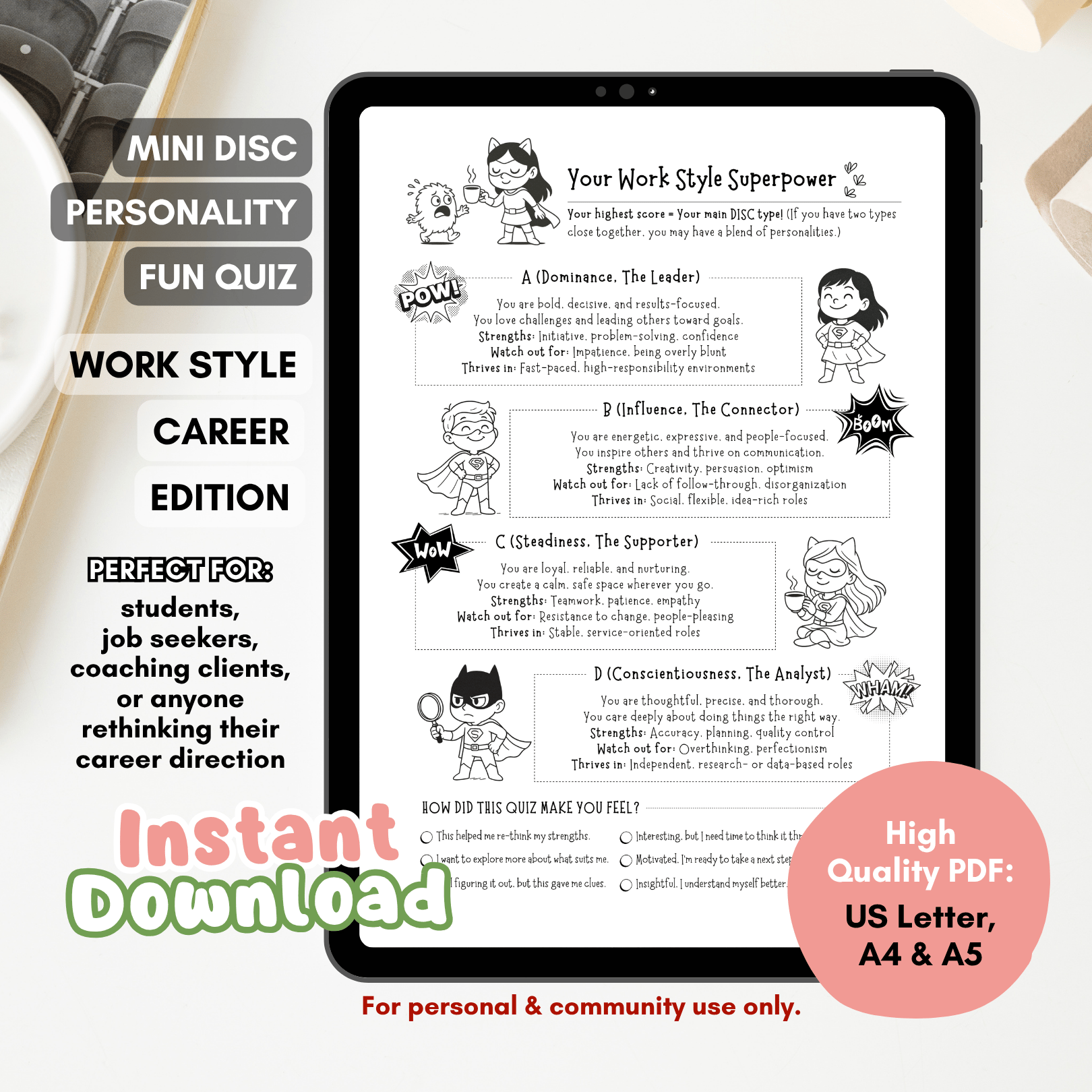 Career Personality Test - Fun Quiz for Ice Breaker & Office Activity ...