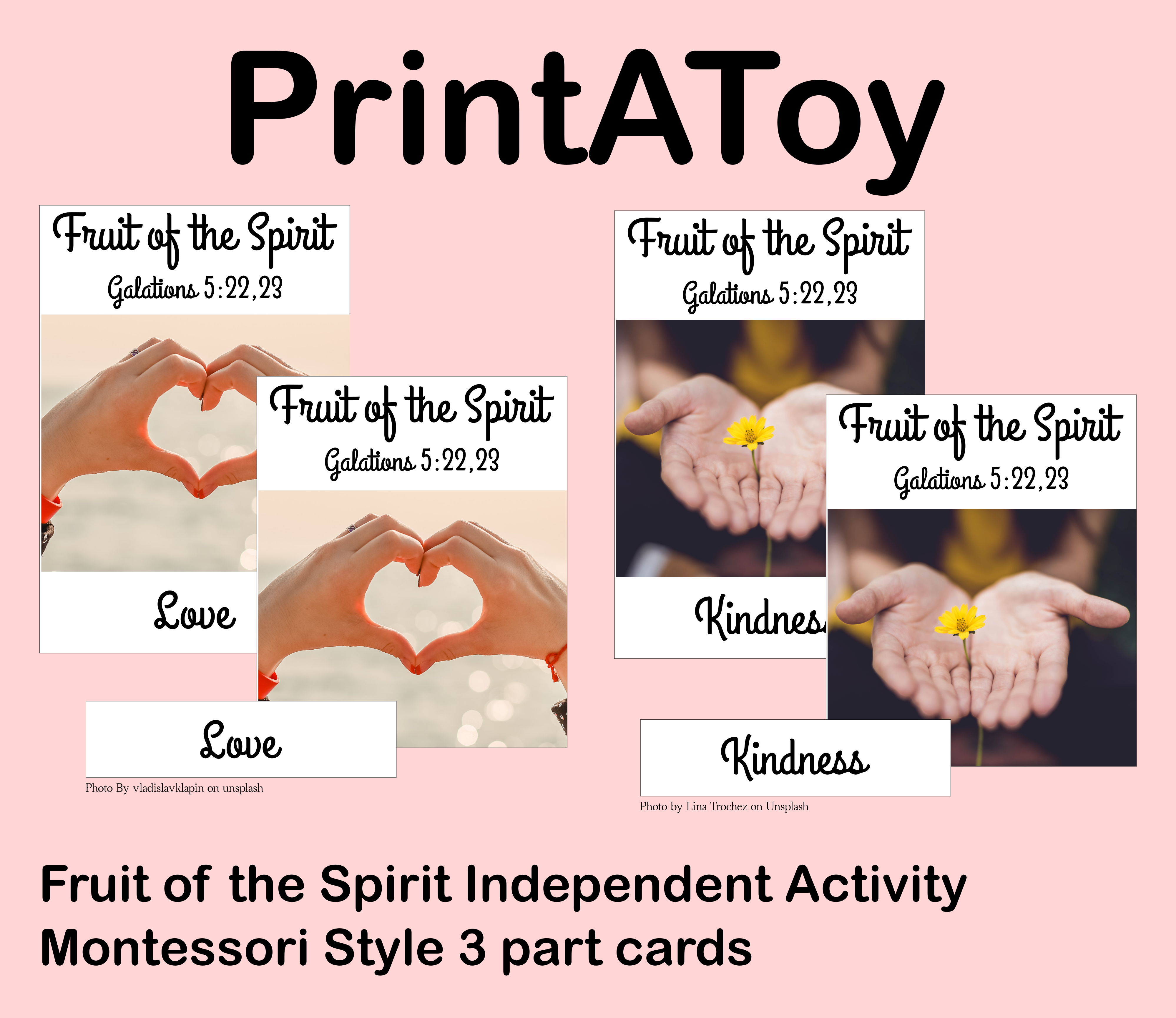 Montessori Fruit of the Spirit 3-Part Cards – Bible Verse Memory ...