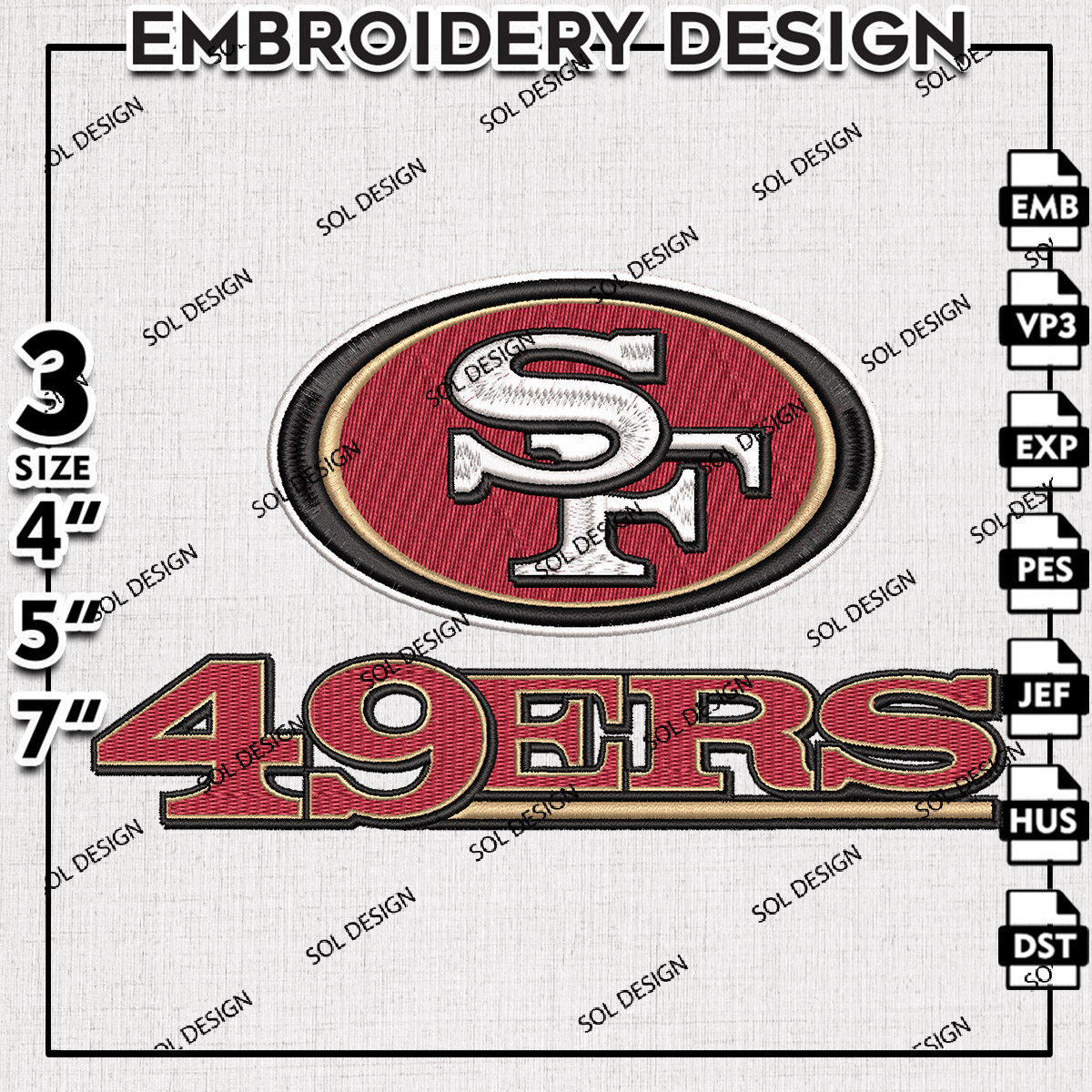 San Francisco 49ers Football Embroidery files, 49ers NFL Logo ...