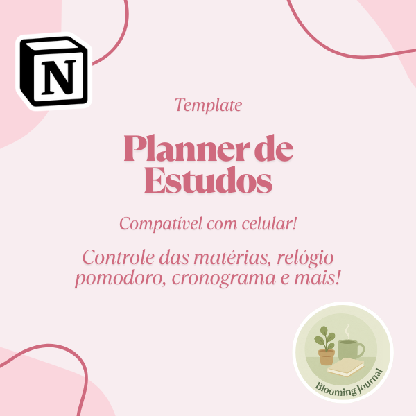 Planner de Estudos - Rosa - Template Notion - Payhip