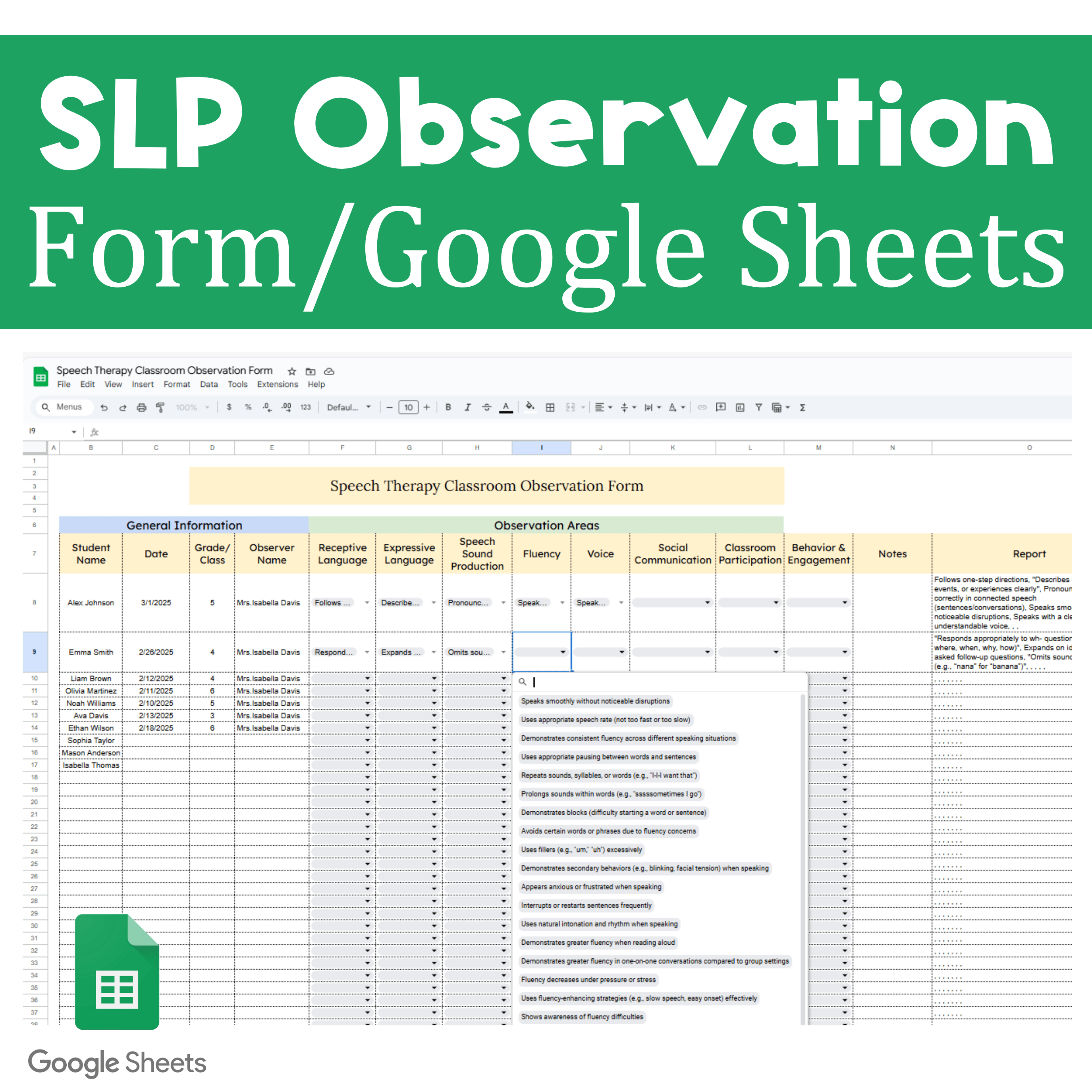 Speech Therapy Classroom Observation Form IEP data collection sheets ...