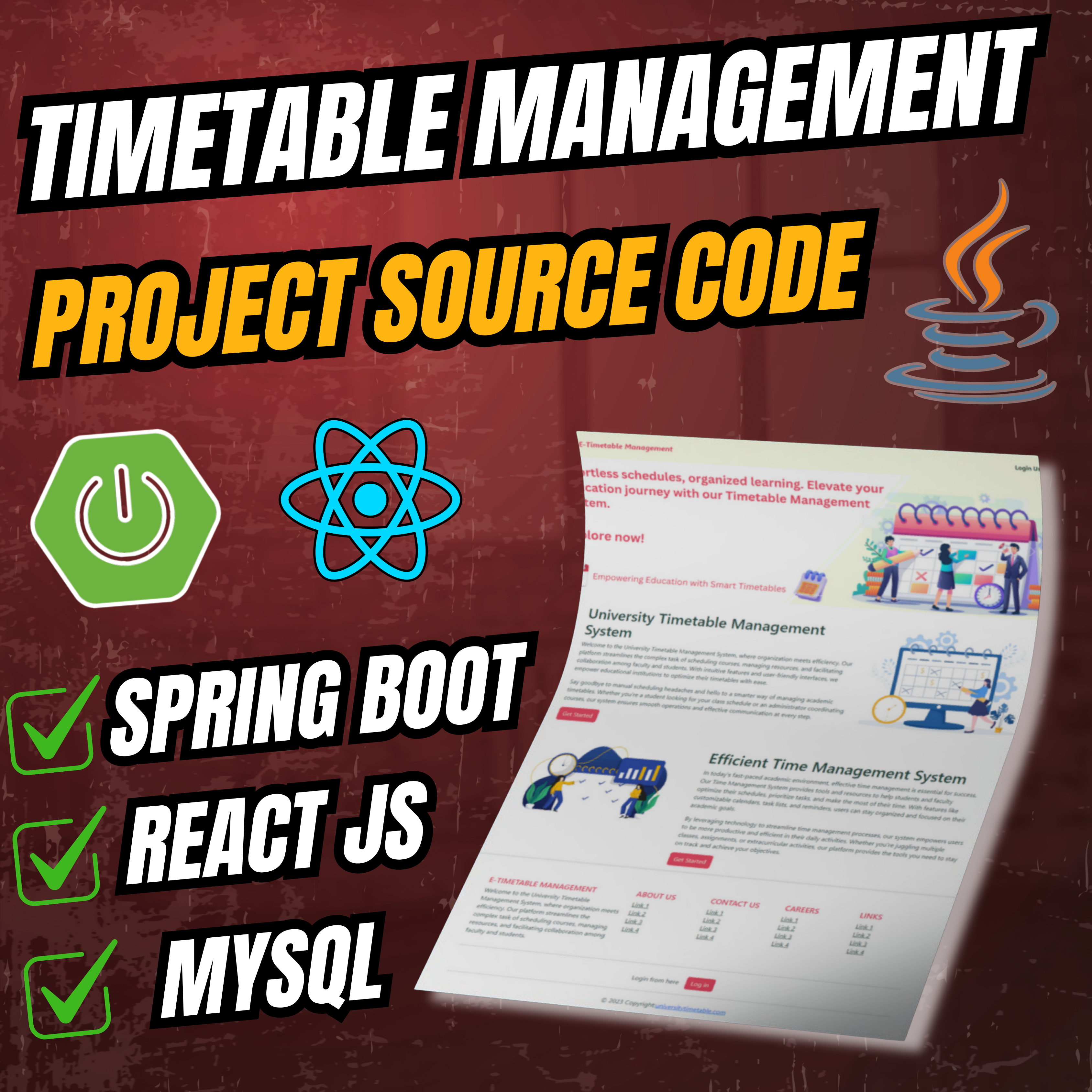 Timetable Management System Project Source Code using Spring Boot and React JS | Final Year ...