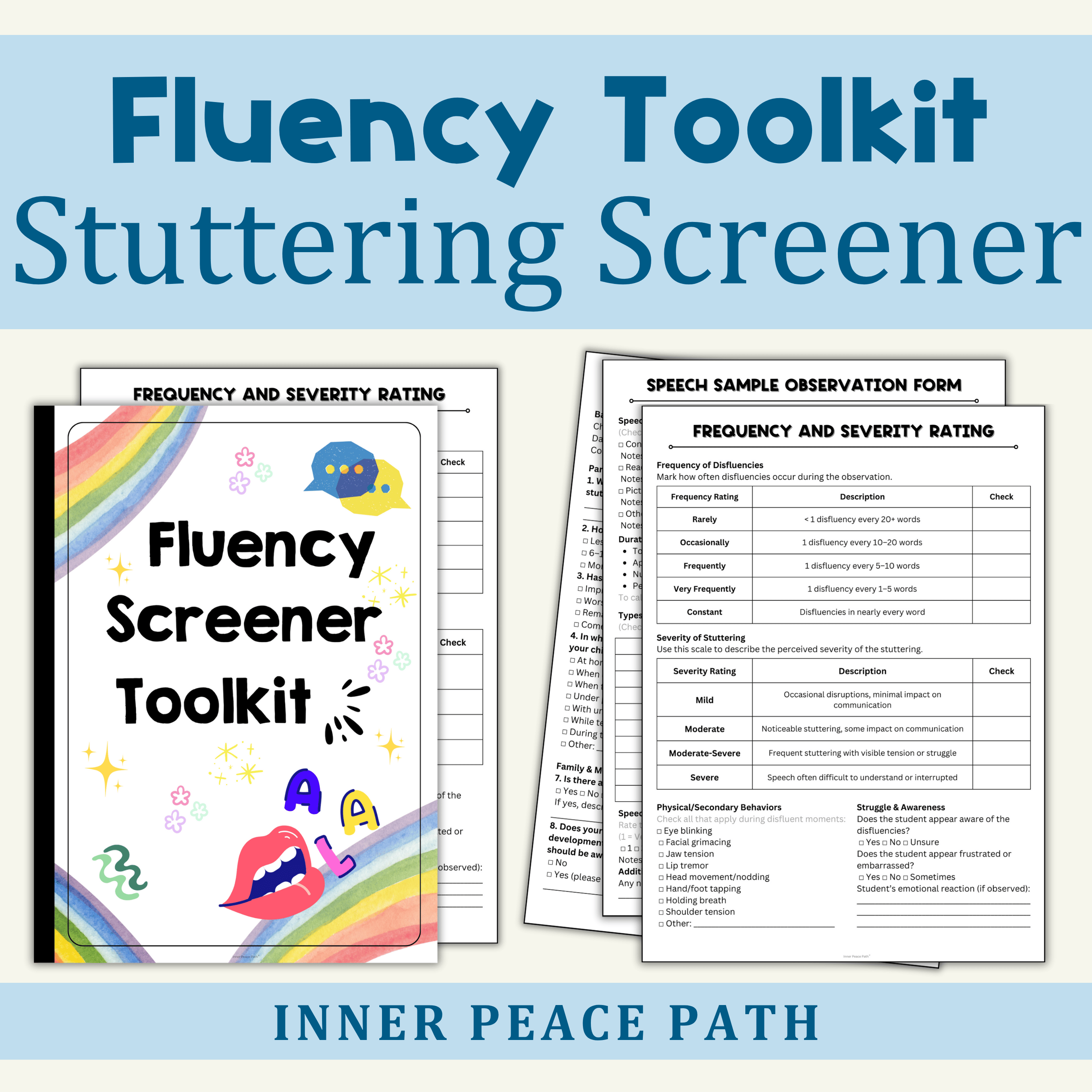 Fluency Stuttering Screener | Speech Therapy Screening Forms | Progress ...