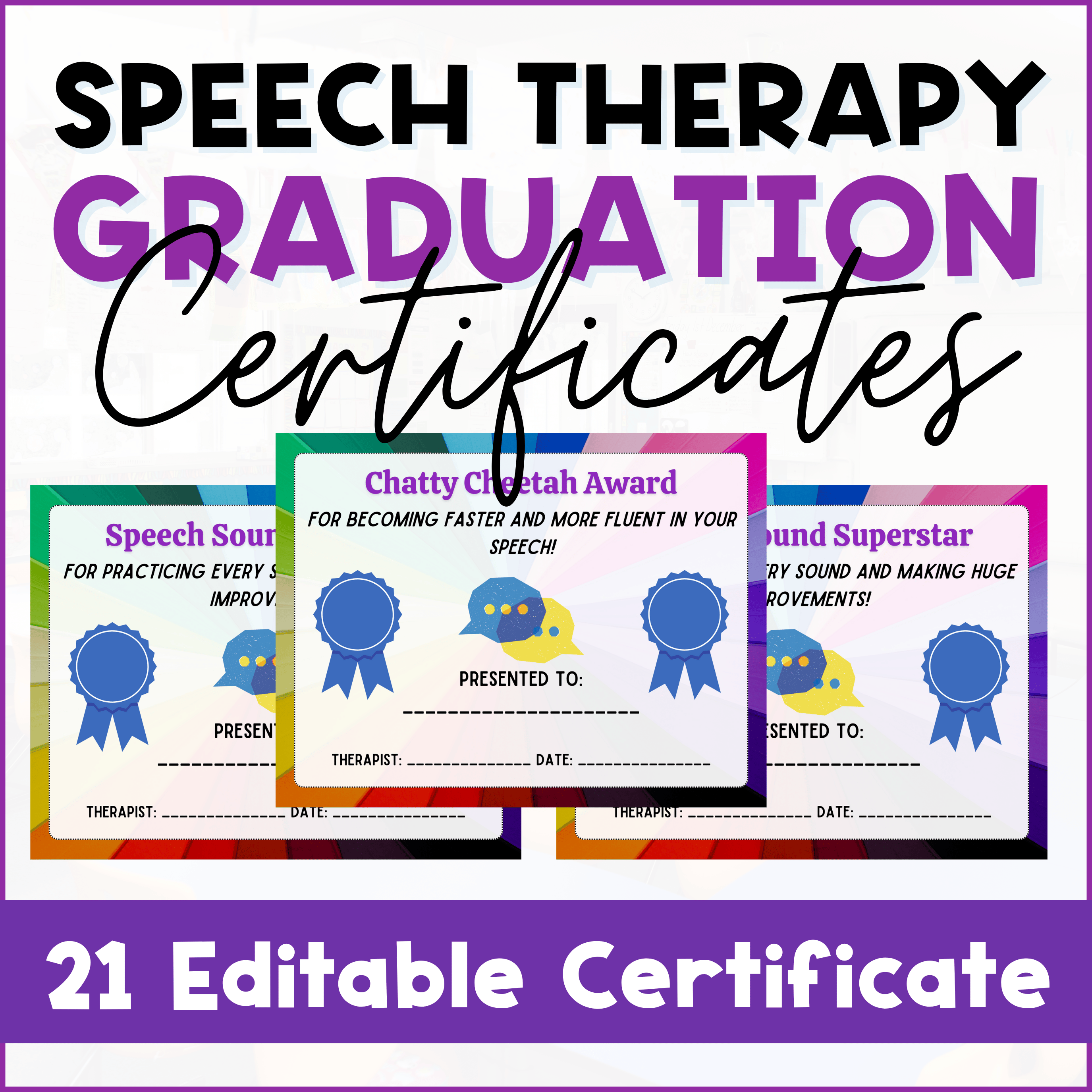 Speech Therapy Graduation Certificate - Editable End of The Year Awards ...