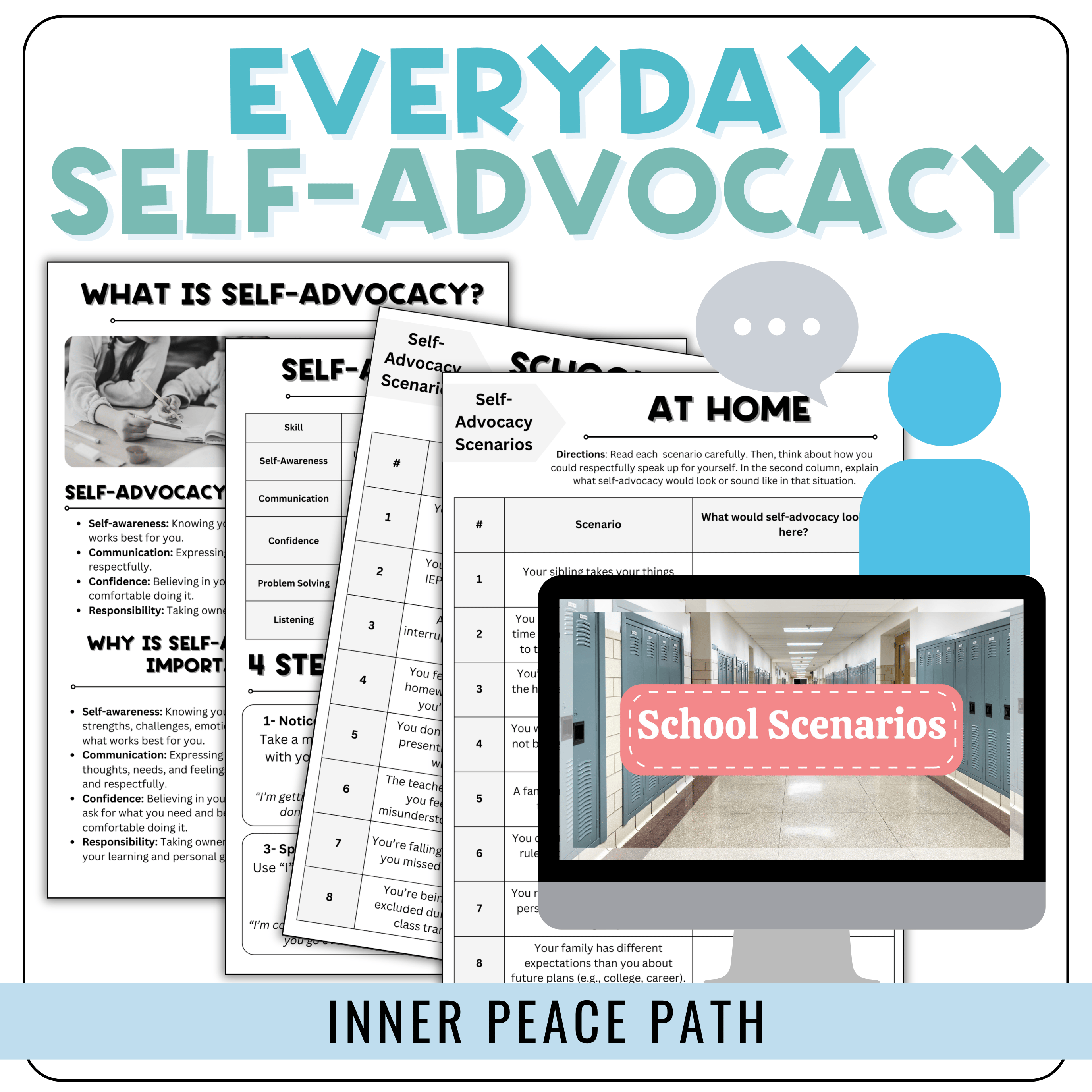 Self Advocacy Scenarios Activities Worksheets Task Cards | Themed ...