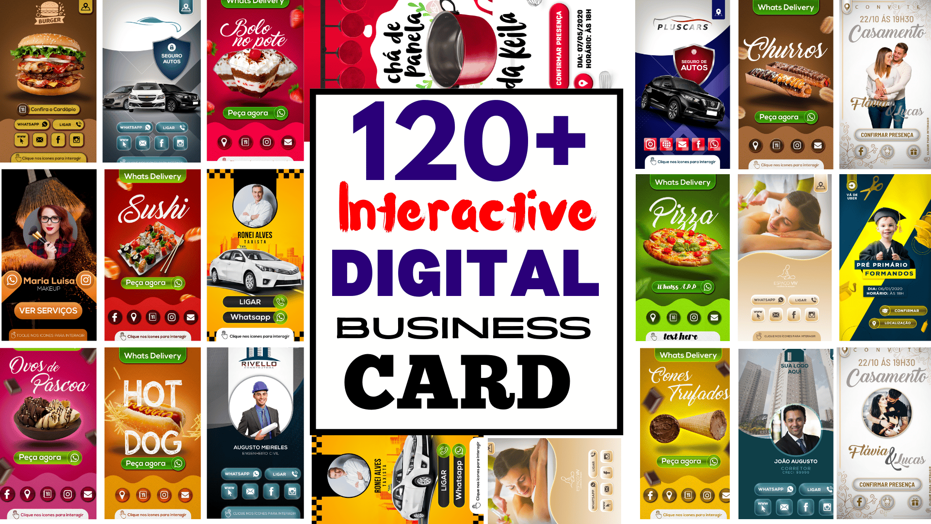 120 Interactive Digital Business Card Bundle Pack, Textable Cards ...