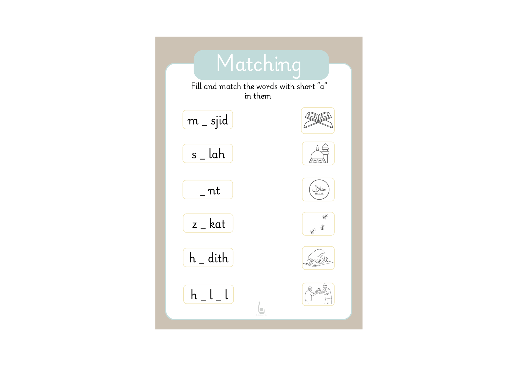 Fill & Match Vowels (EYFS) - Payhip