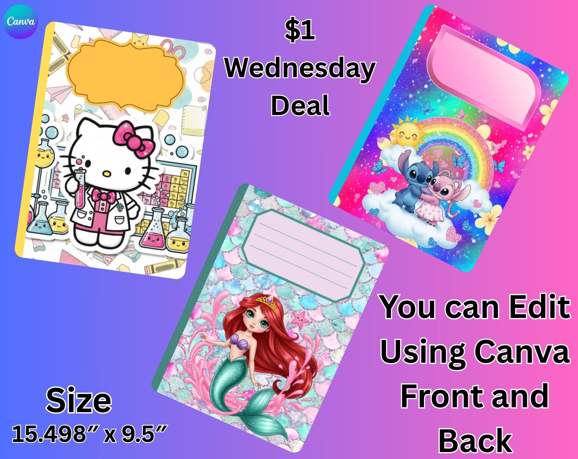 Composition Notebook Cover Design canva Template - Payhip