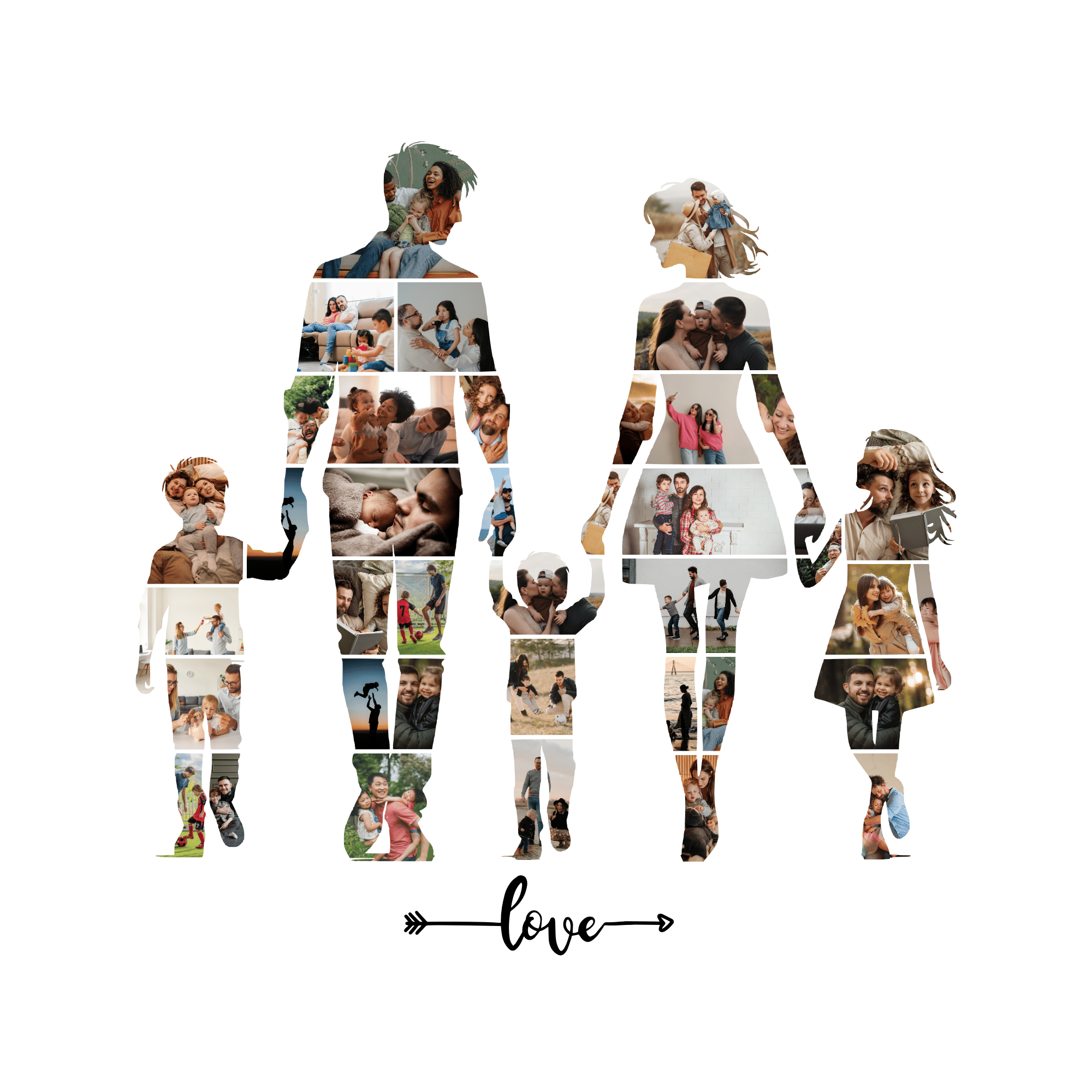 Family 4 Photo Collage Frame Editable Canva Template - Payhip
