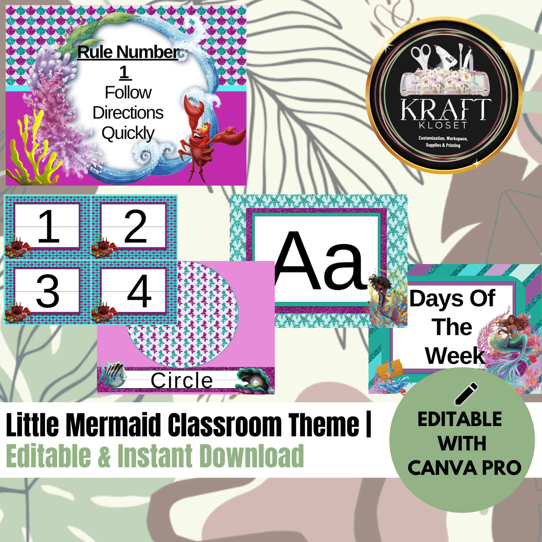 Little Mermaid Classroom Theme – 120 Page Digital Resource - Payhip