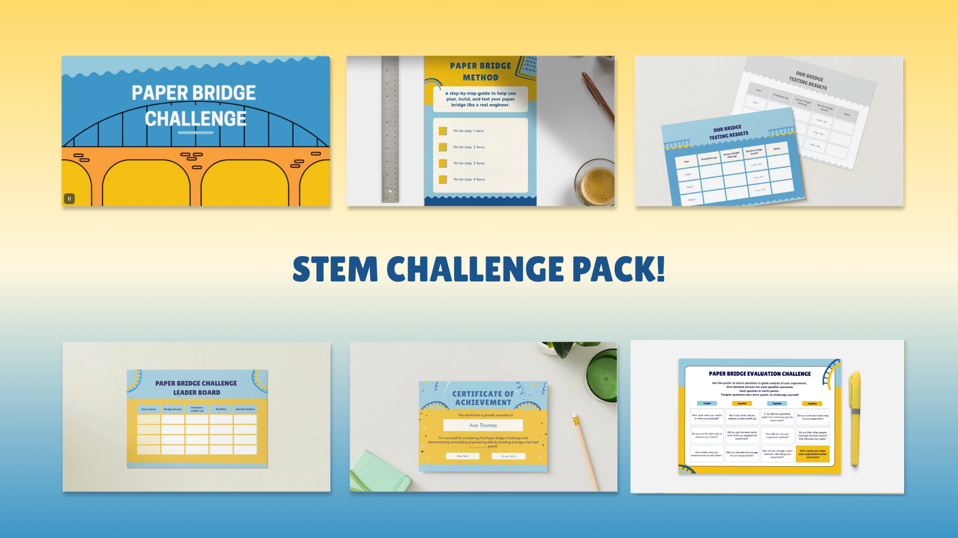 Paper Bridge STEM Challenge FREE Lesson Resources