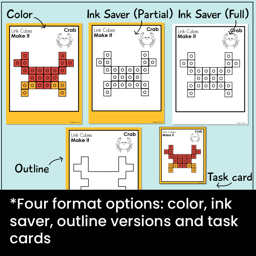 Ocean Animals Link Cubes Mats Sea Creatures Snap Cubes Task Cards Math ...