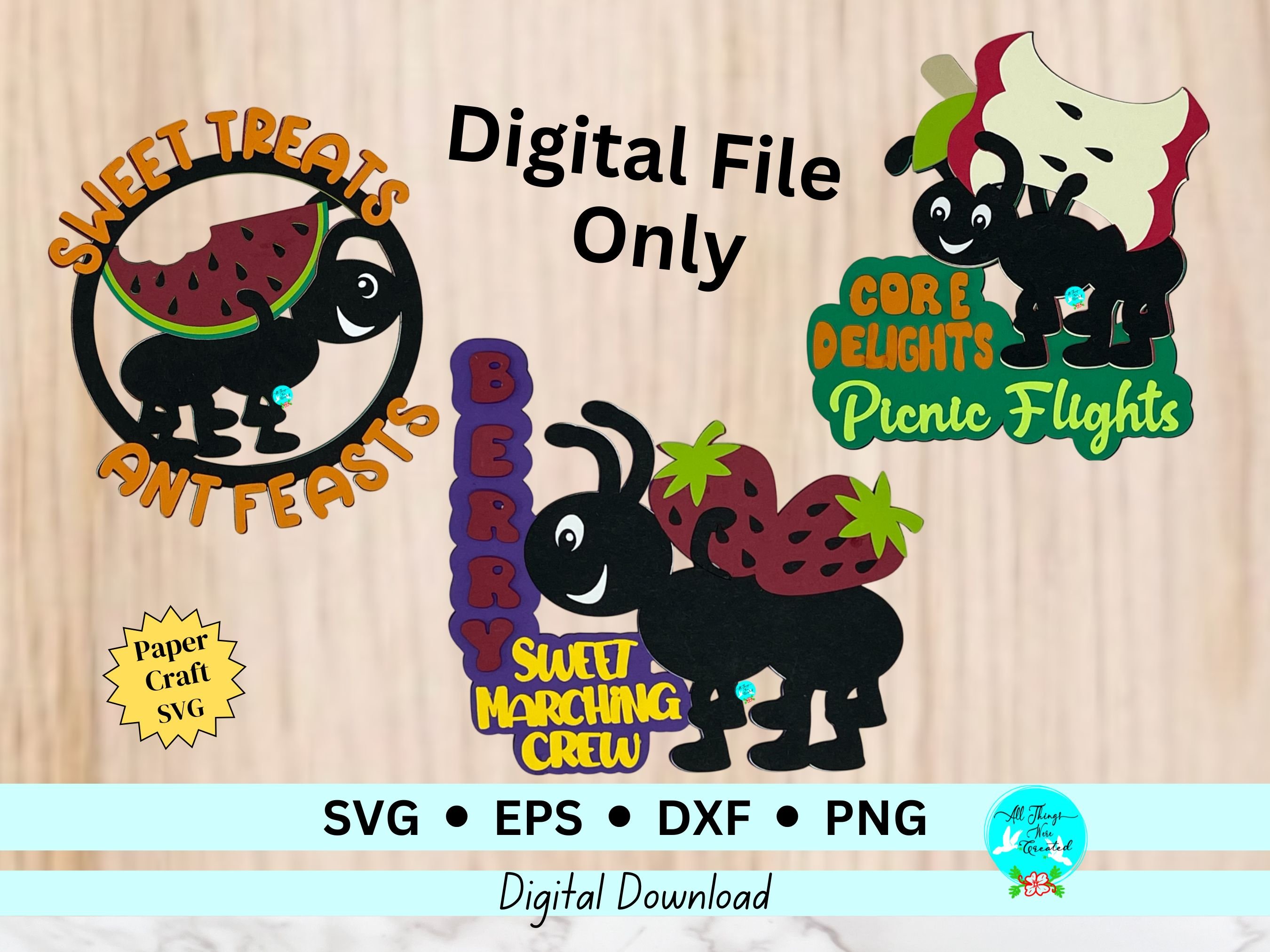 Summer Ants with Treats Bundle Layered Paper Craft svg, Summer Ant with ...