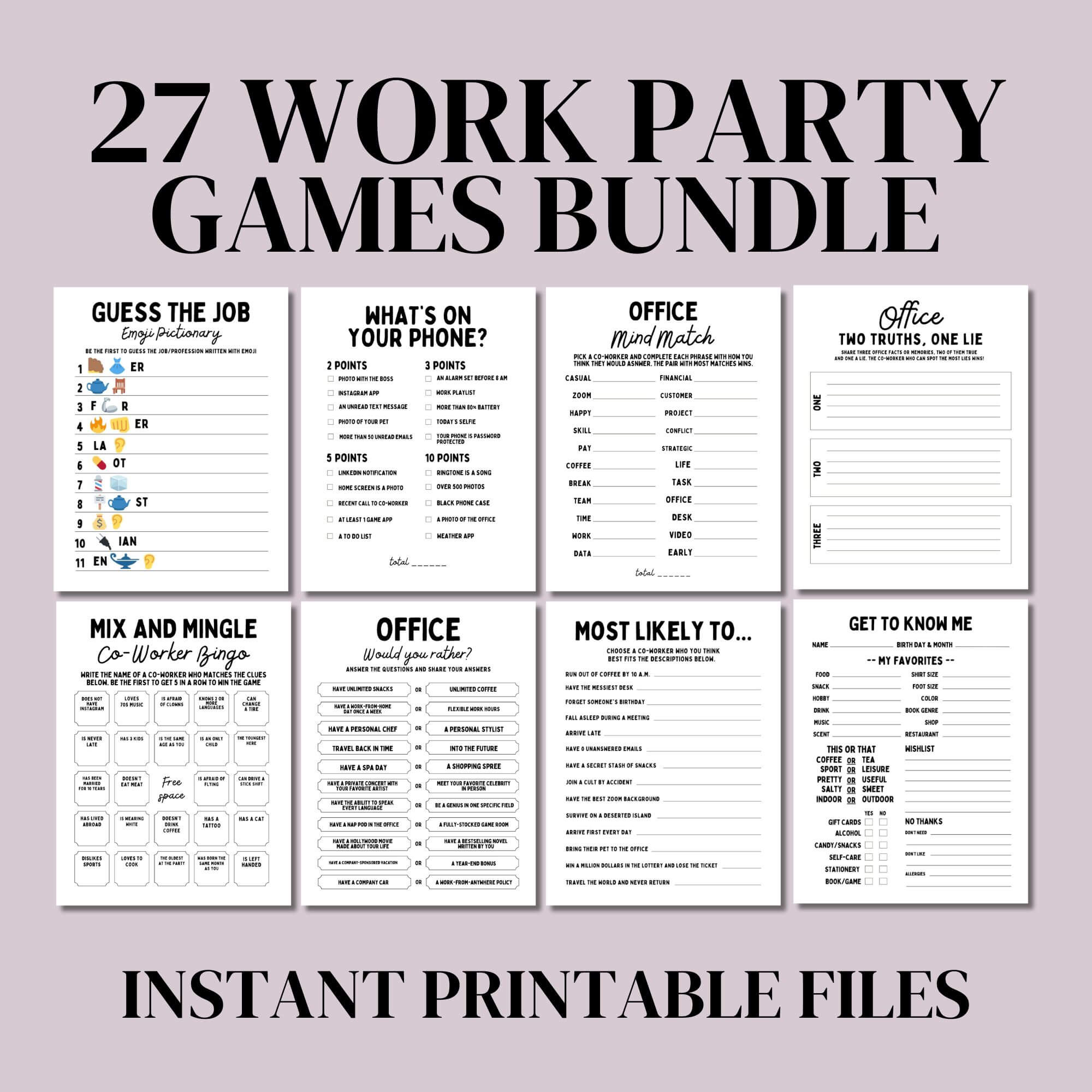 27 Printable Office Party Games – Fun Team Building & Icebreaker ...