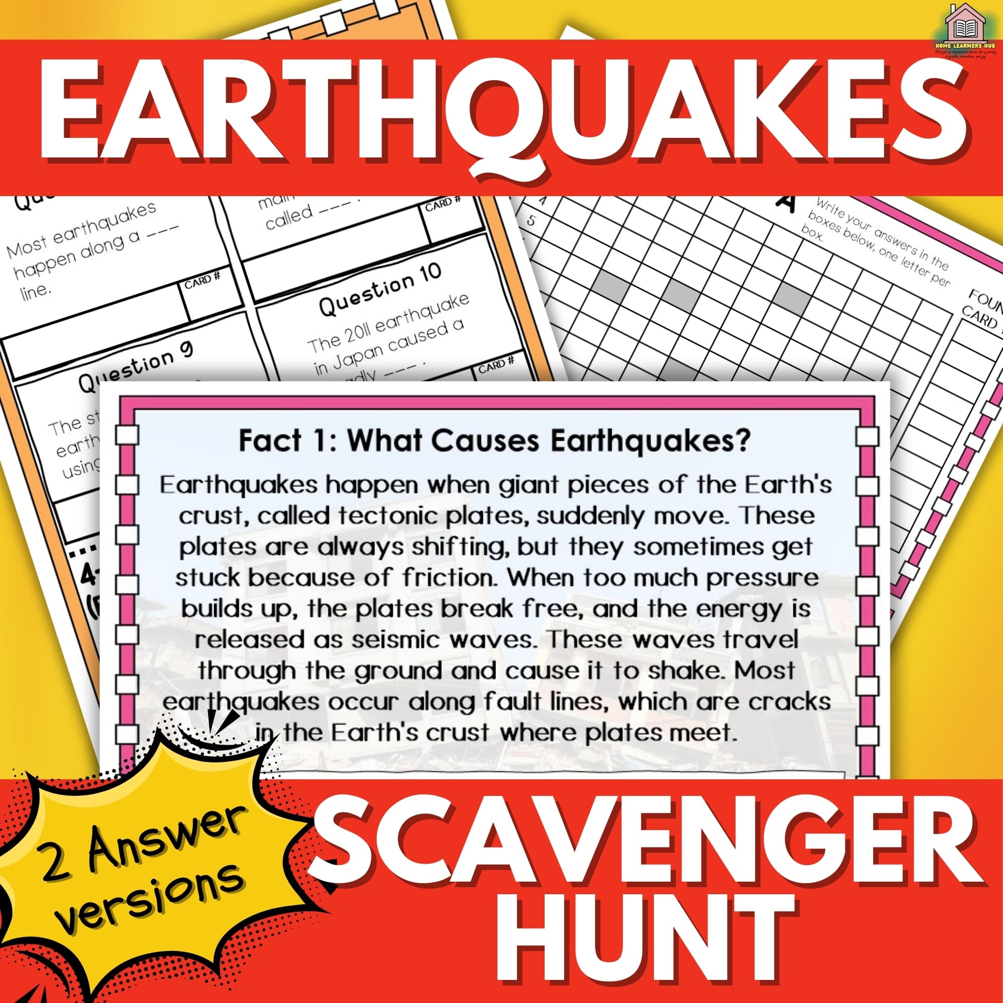 Earthquake Scavenger Hunt | Natural Disasters Activities - Payhip