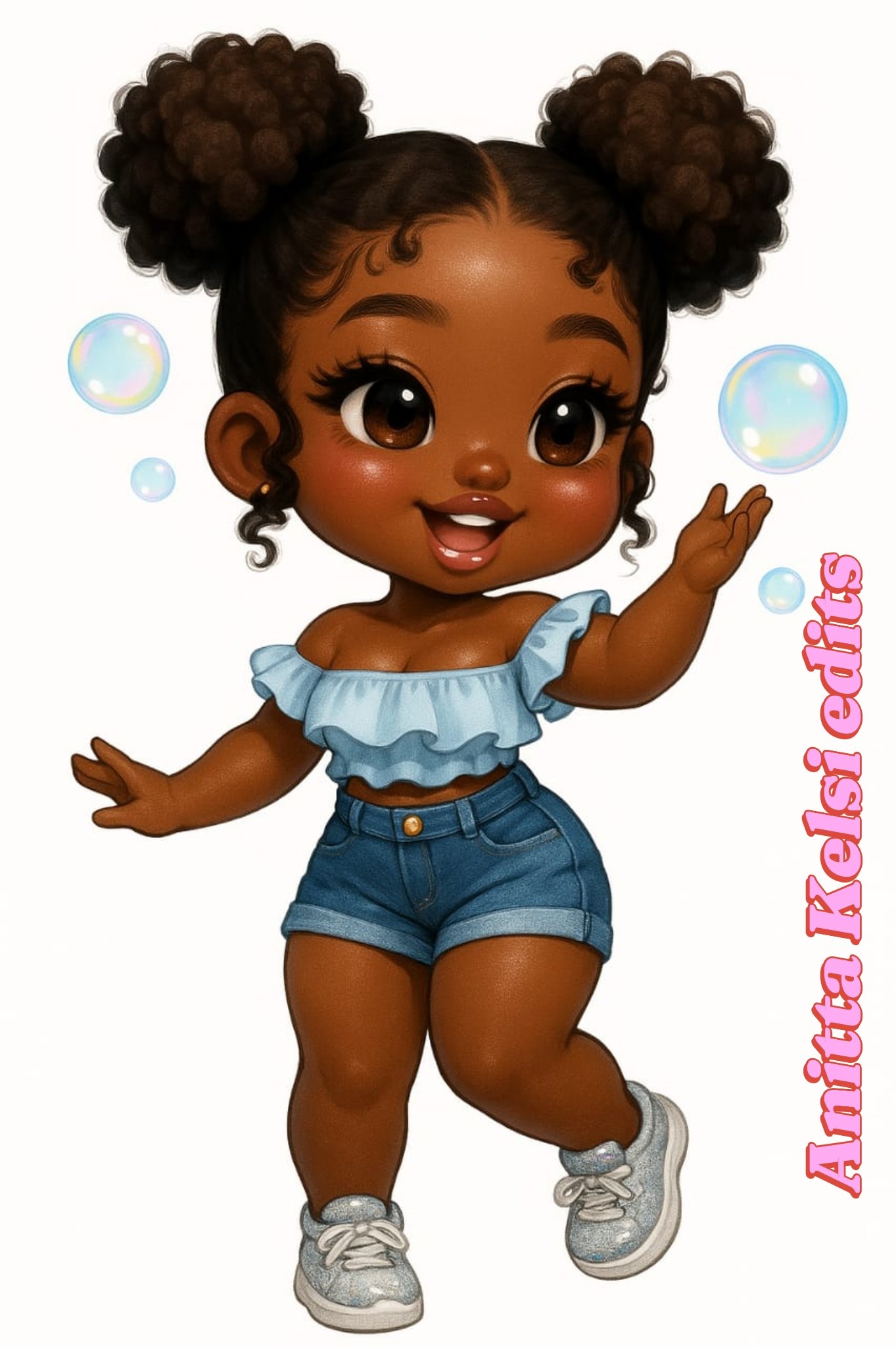 Bubble Bliss Chibi – Playful Melanin Magic PNG - Payhip