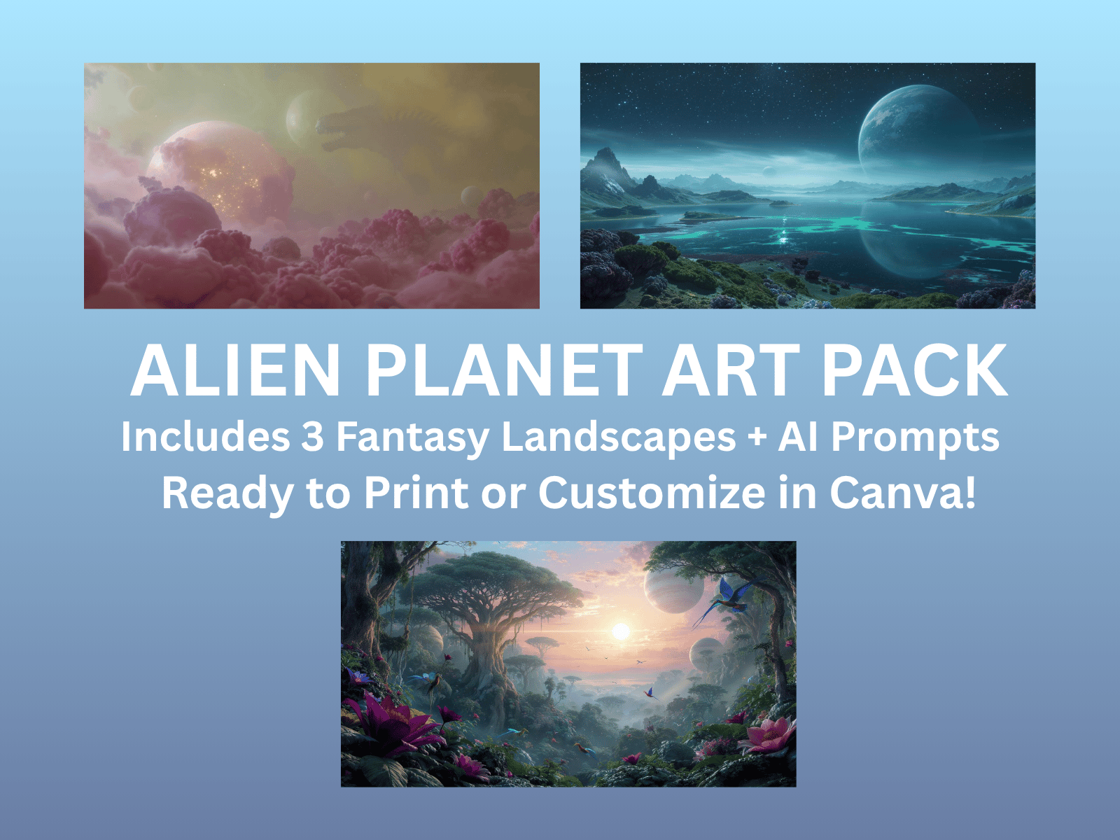 Alien Planet Art Bundle – 3 Posters Prompts Canva Template - Payhip