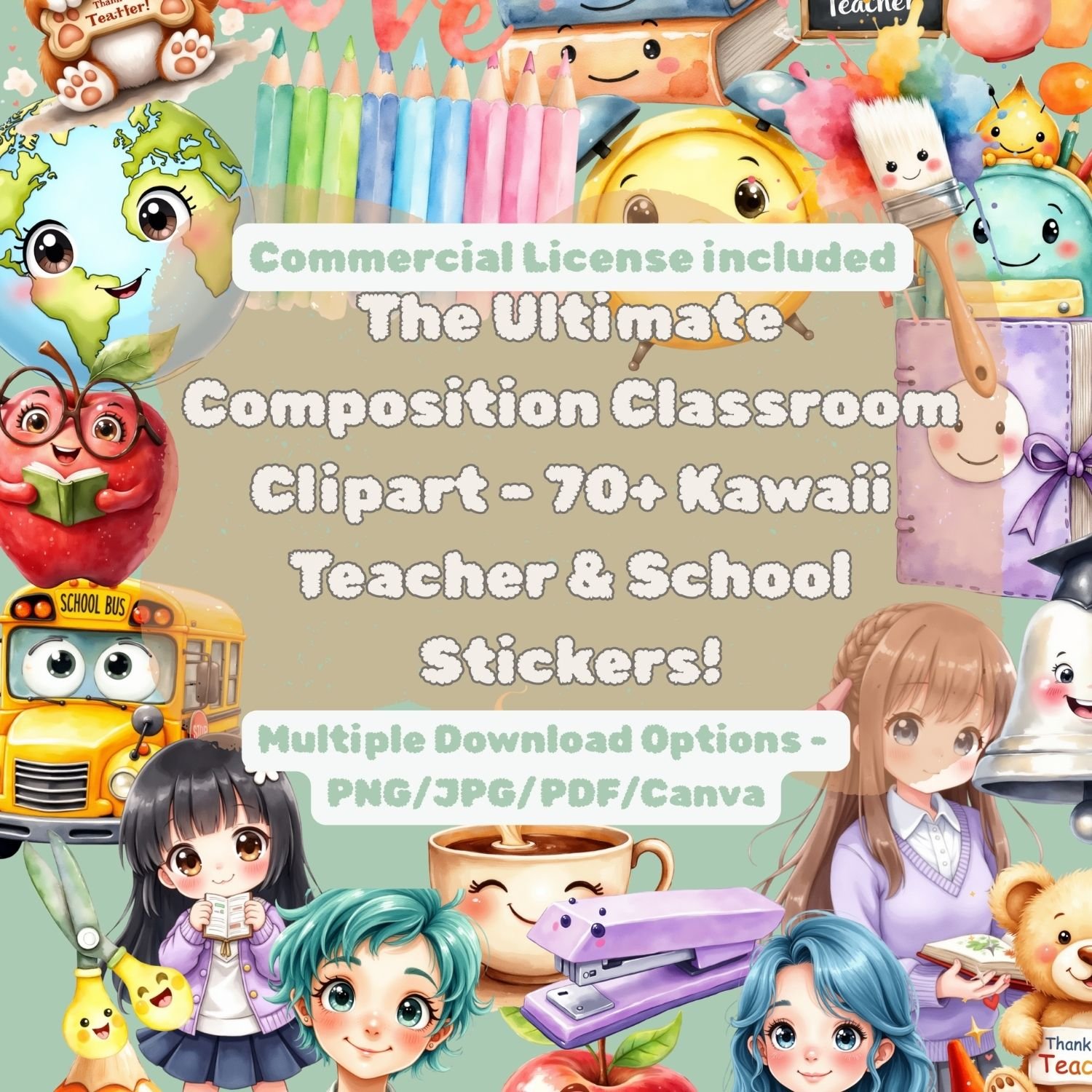 The Ultimate Composition Classroom Clipart Bundle – 70 Kawaii Teacher ...