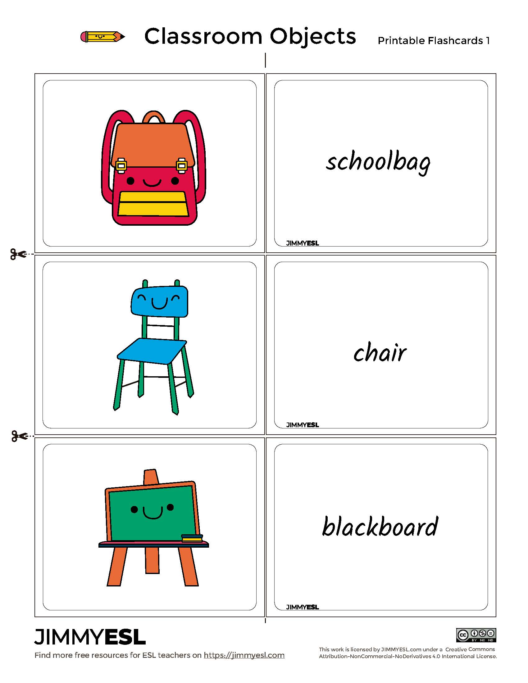 Classroom Objects Printable Flashcards – JIMMYESL Edition - Payhip