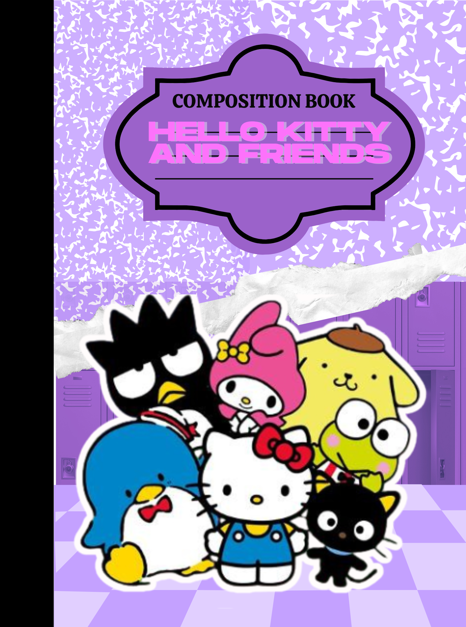 Hello Kitty Purple Composition Book Cover Template - Payhip
