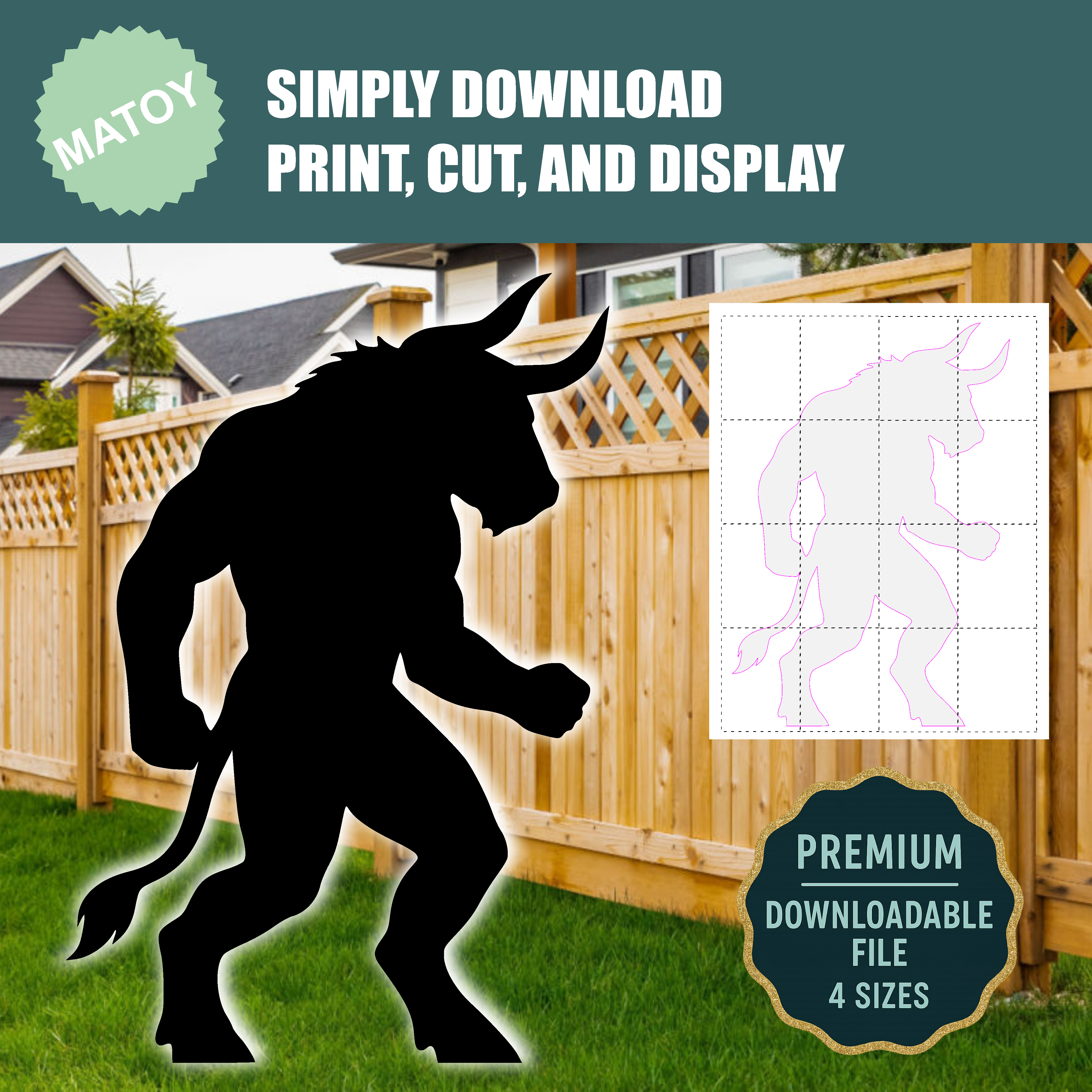 Minotaur Mythical Party and Wall Decor | Printable Life-Size Silhouette ...