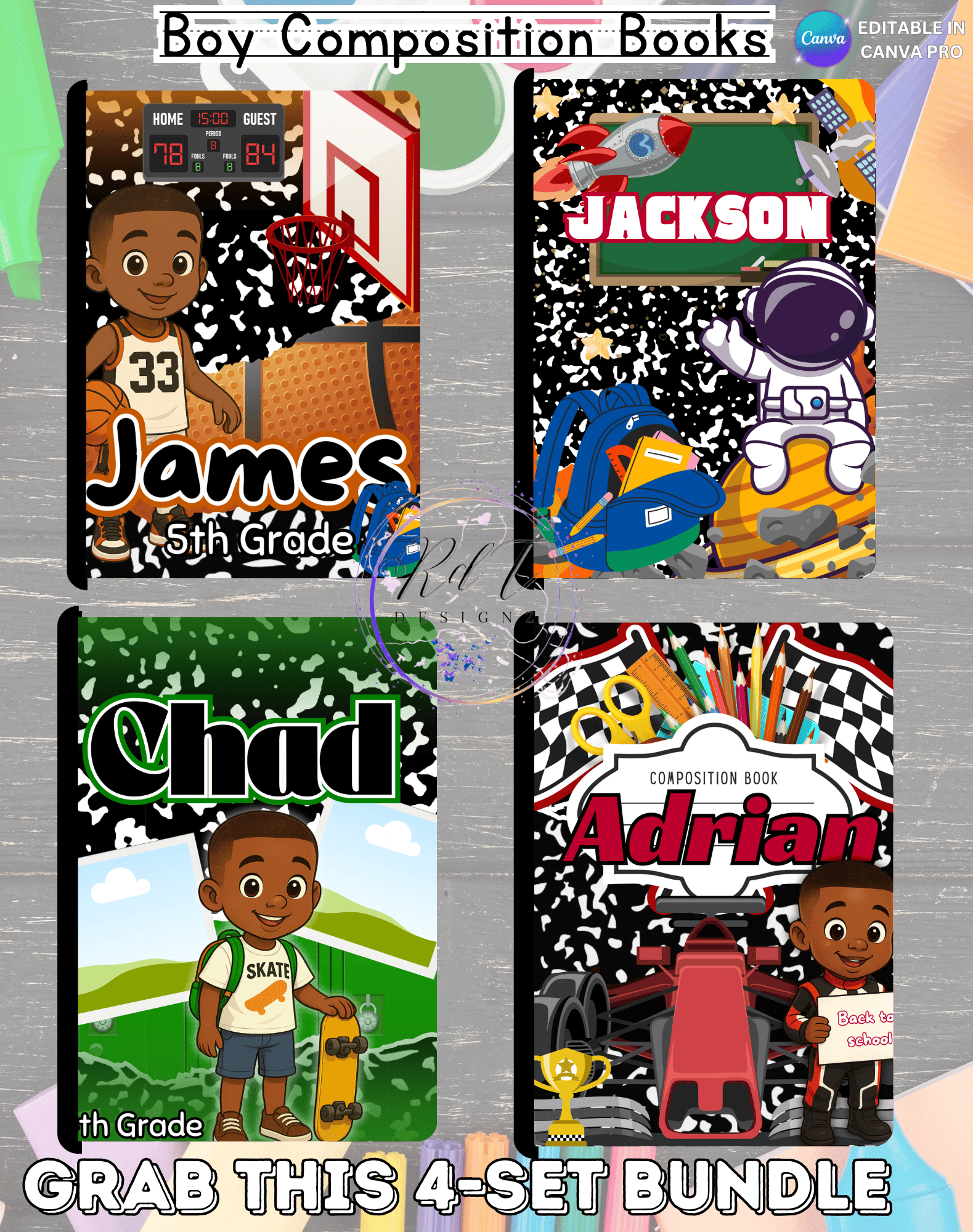 School Composition Notebook Templates - Boys - Payhip