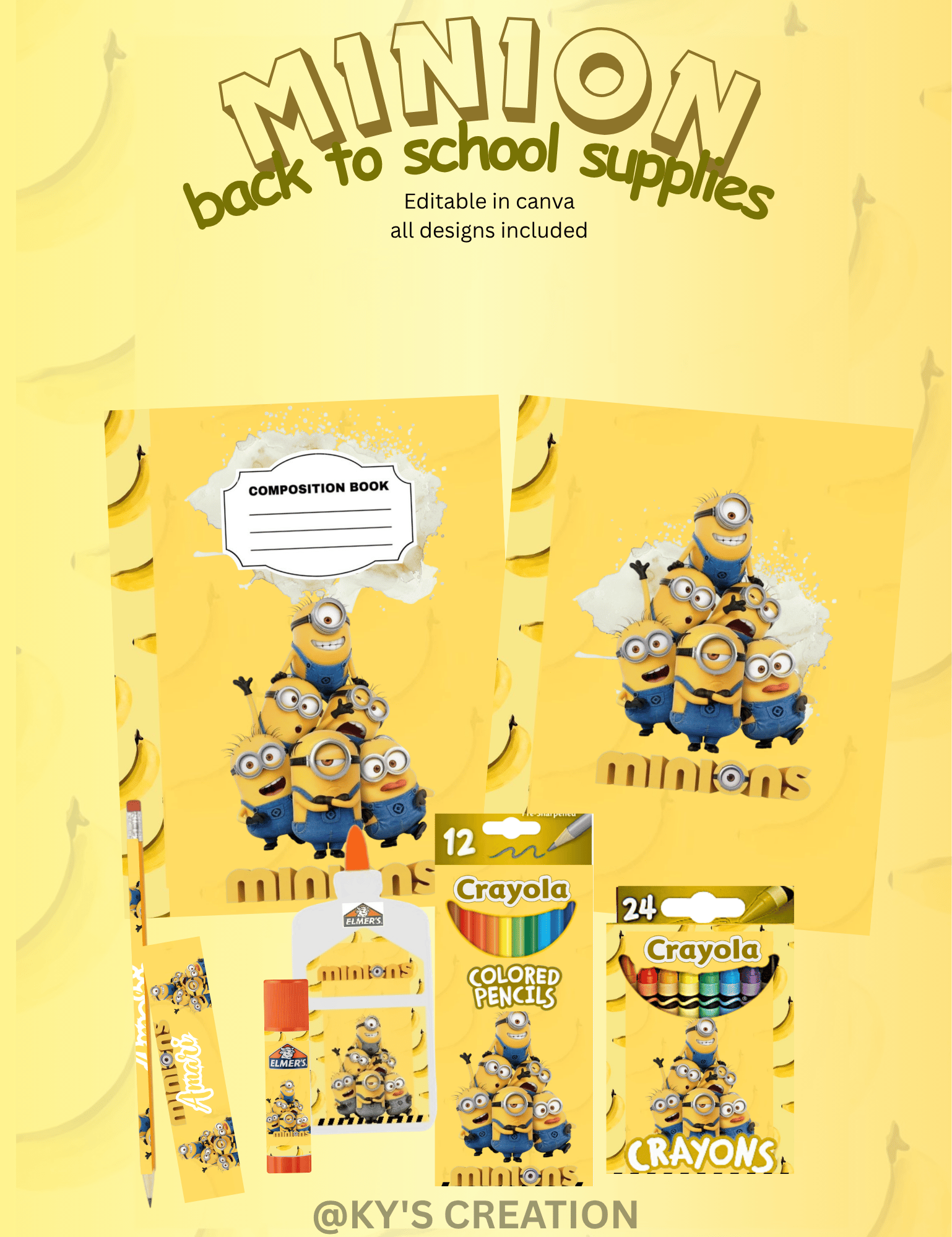 MINION THEMED BACK TO SCHOOL TEMPLATES - Payhip