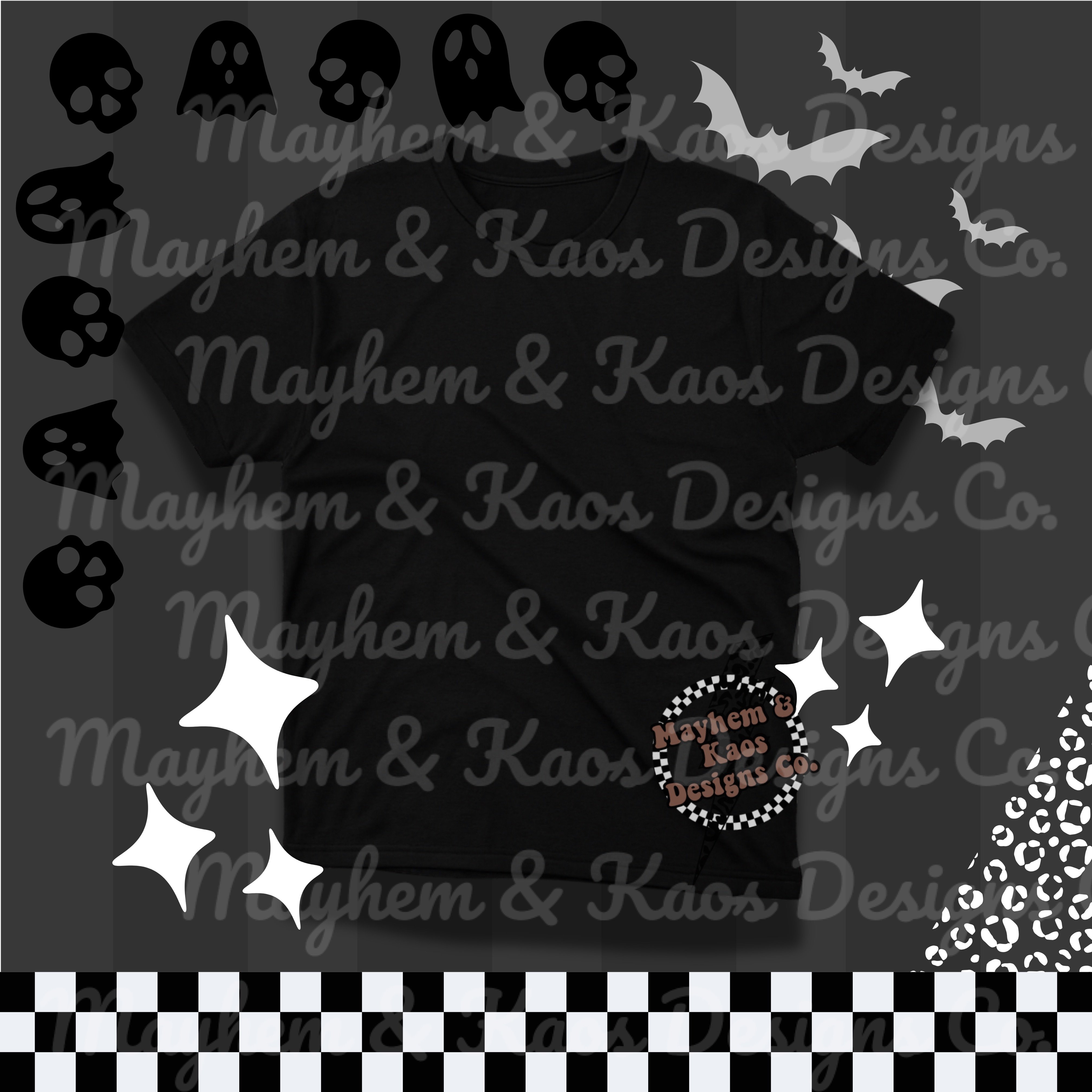 Spooky black tee mock checkered - Payhip