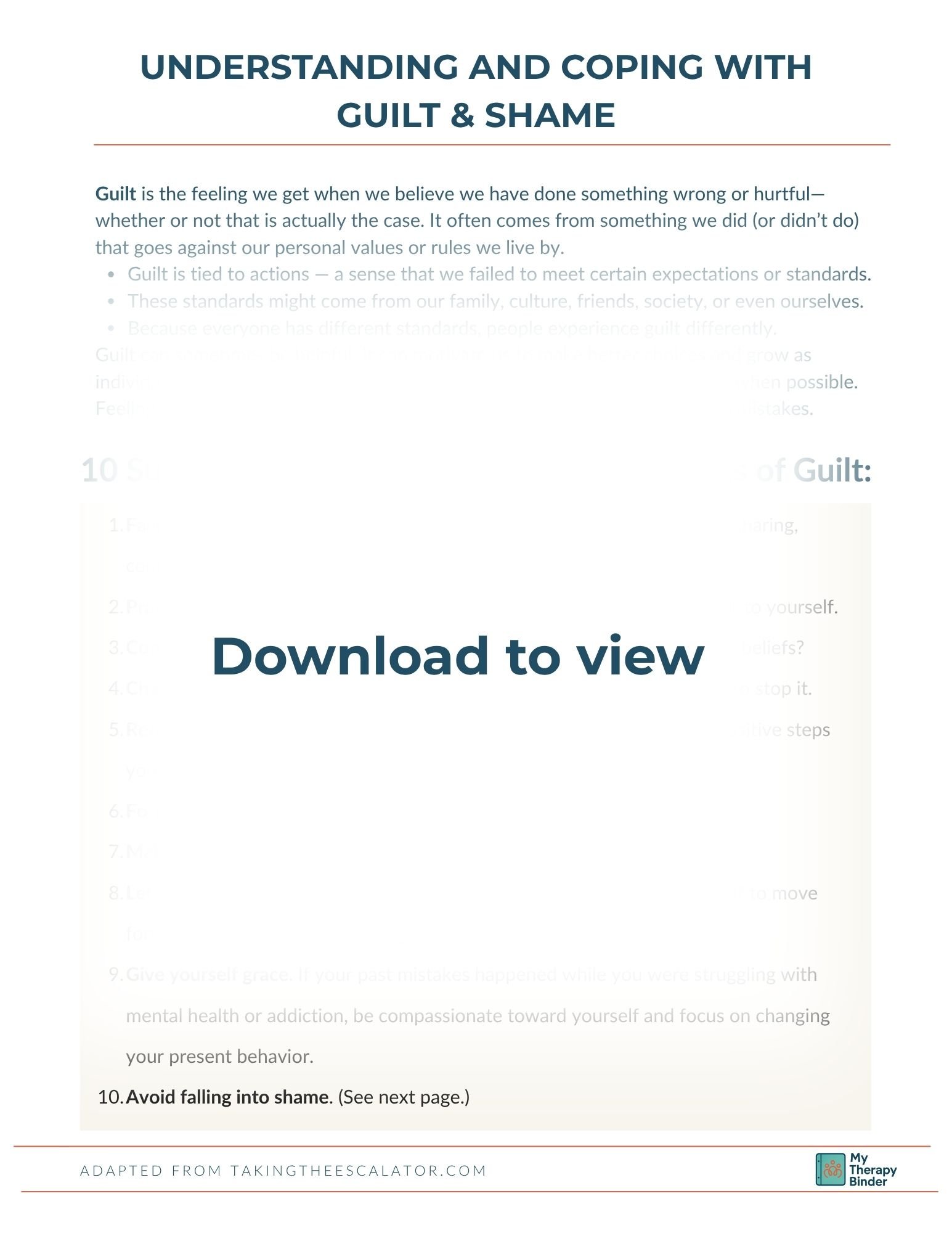Understanding and Coping with Guilt & Shame (2 activities) - Payhip