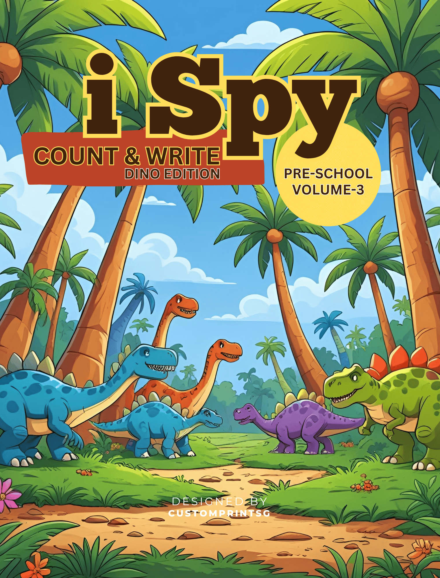 I Spy Dino Edition: 10 3 -Page Printable Workbook for Pre-School Kids ...