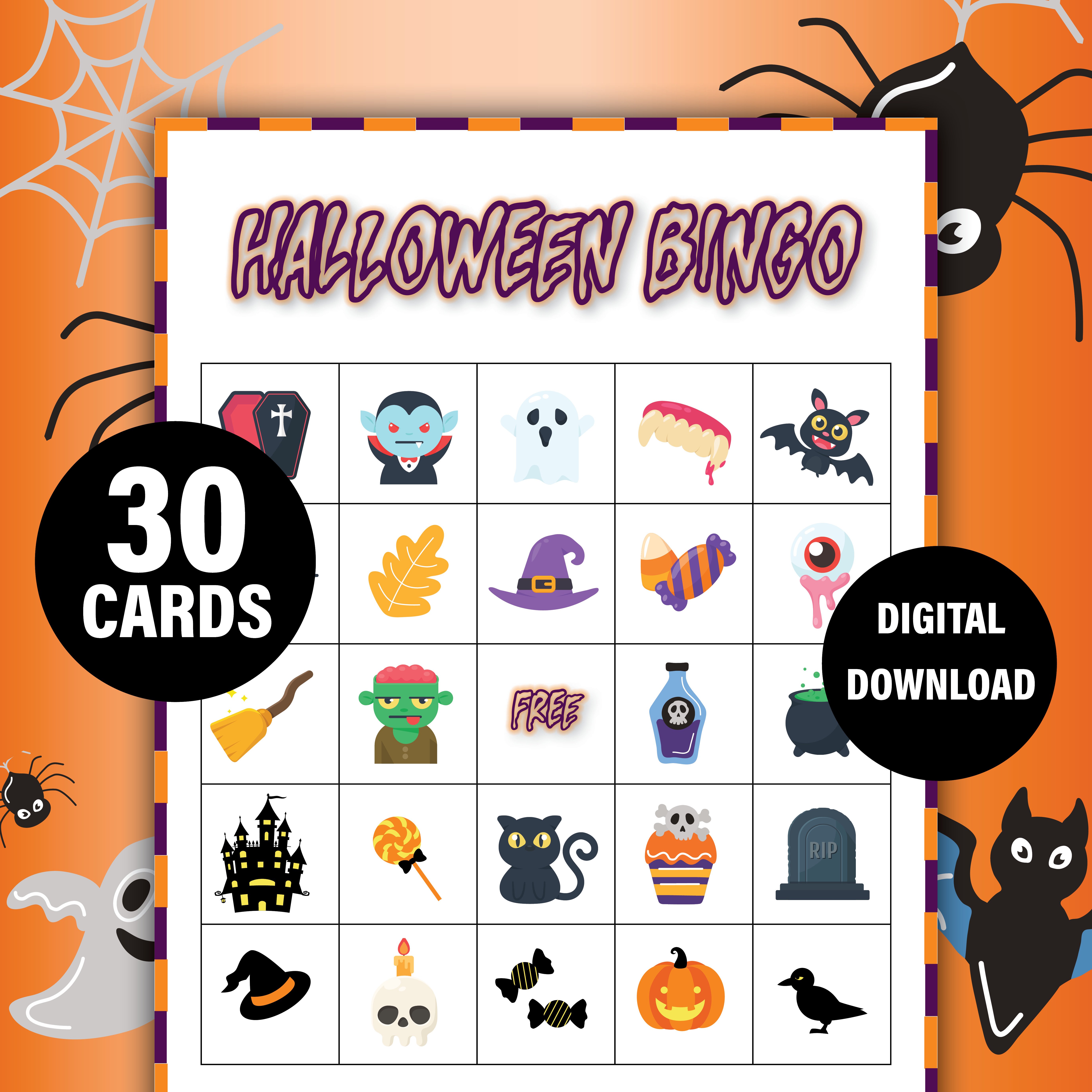 Halloween Bingo Game for Kids, Parties, Classrooms
