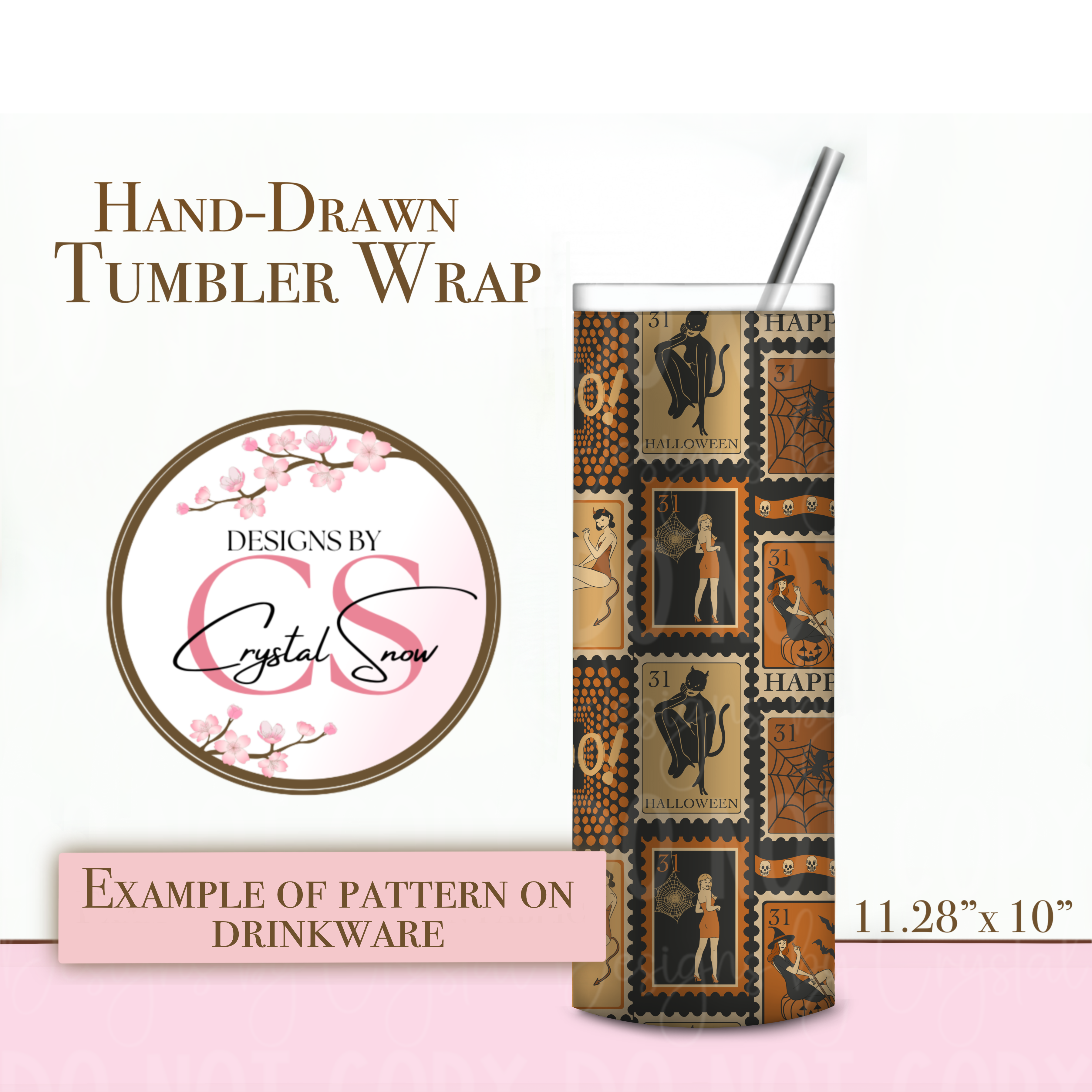 Vintage Halloween Tumbler Wrap PNG – Retro Pin-Up Girl 20oz Skinny Wrap ...