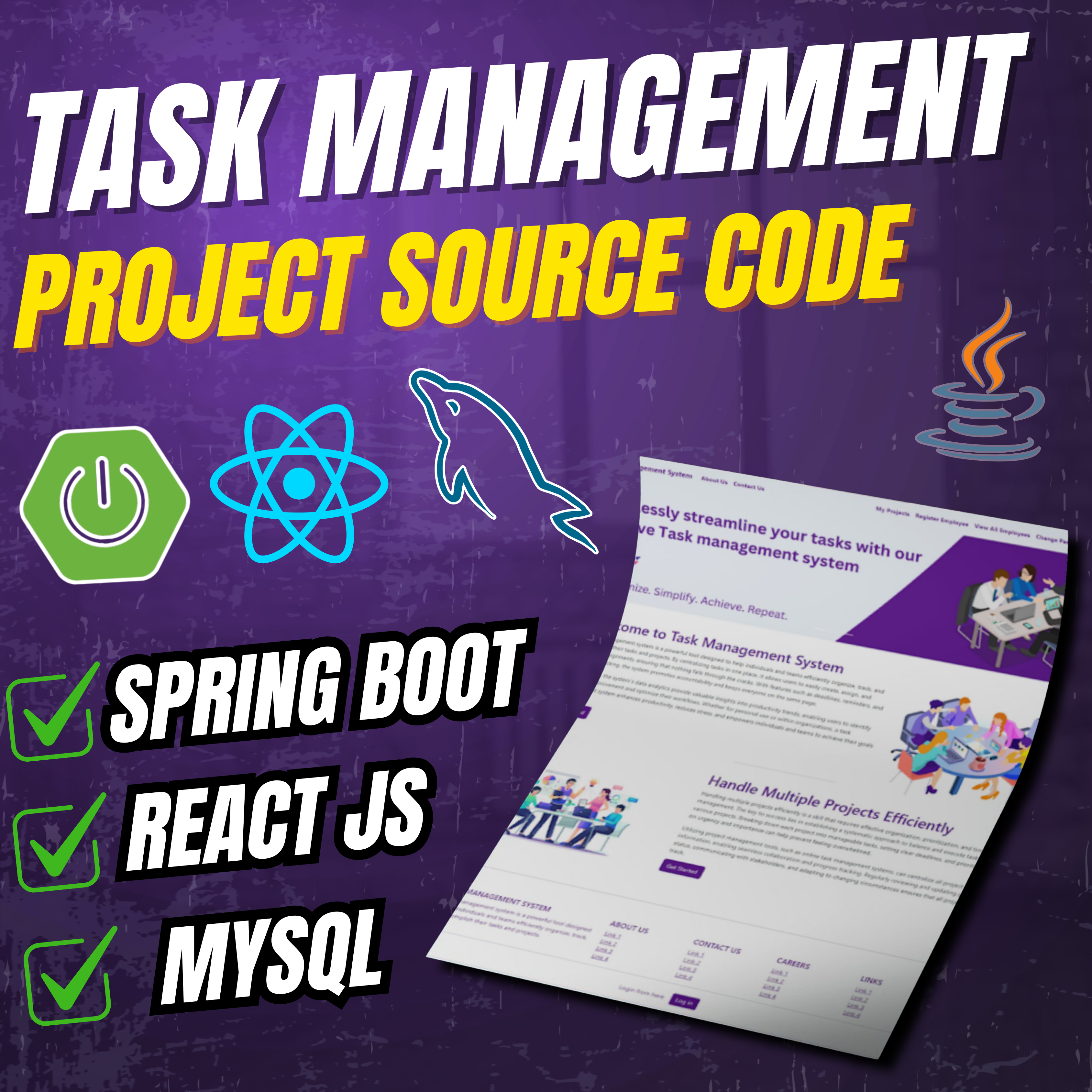 Task Management System Project Source Code using Spring Boot, React JS, and MySQL - Payhip