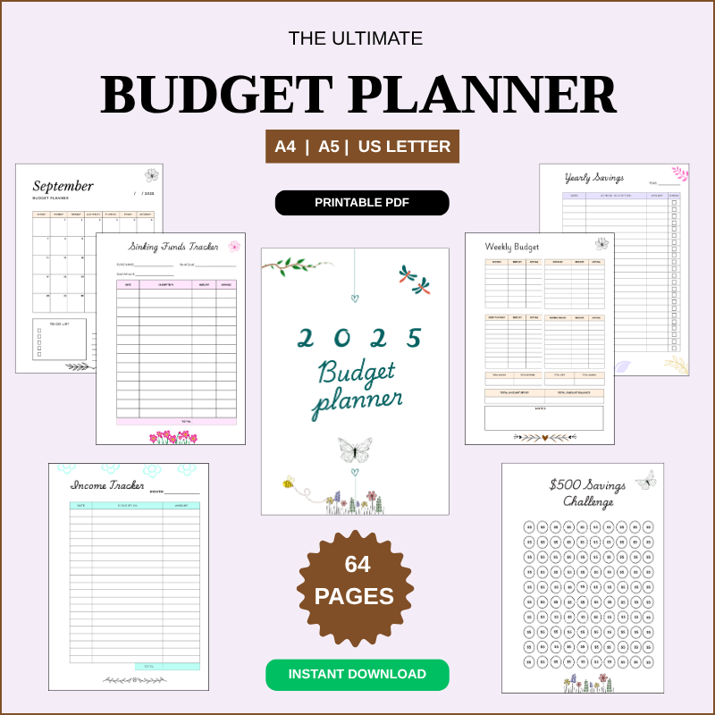 Ultimate Budget Planner PDF – 64 Pages | Track Bills, Expenses & Savings