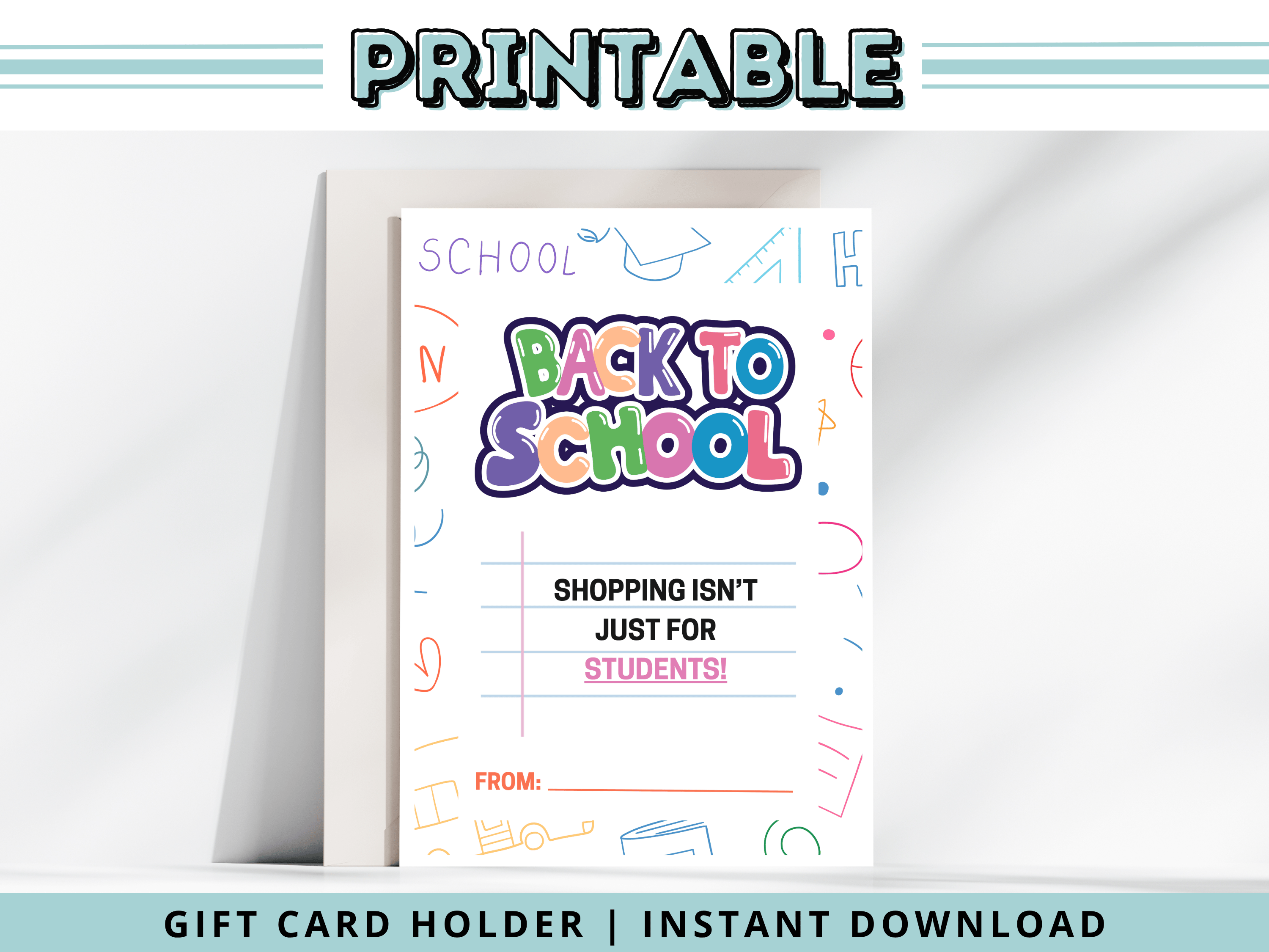 Back to School Gift Card Holder Printable – Funny Teacher Gift ...