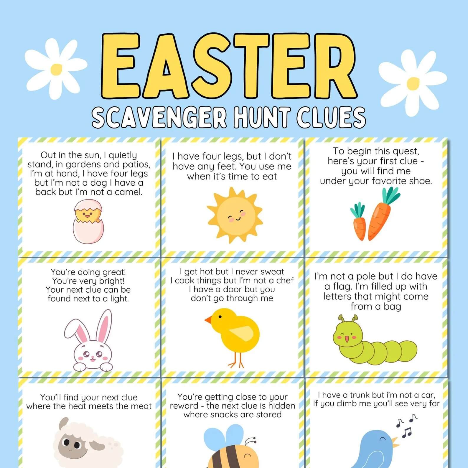 Printable Easter Egg Scavenger Hunt Clues – Fun Indoor & Outdoor Easter ...
