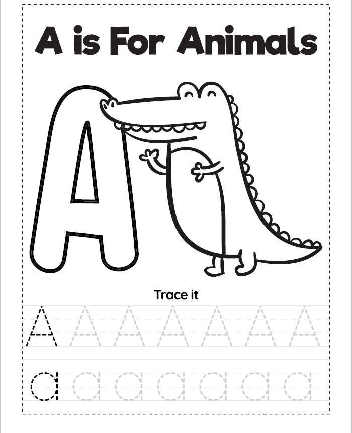 Animal Alphabet Coloring and tracing book printable - Payhip