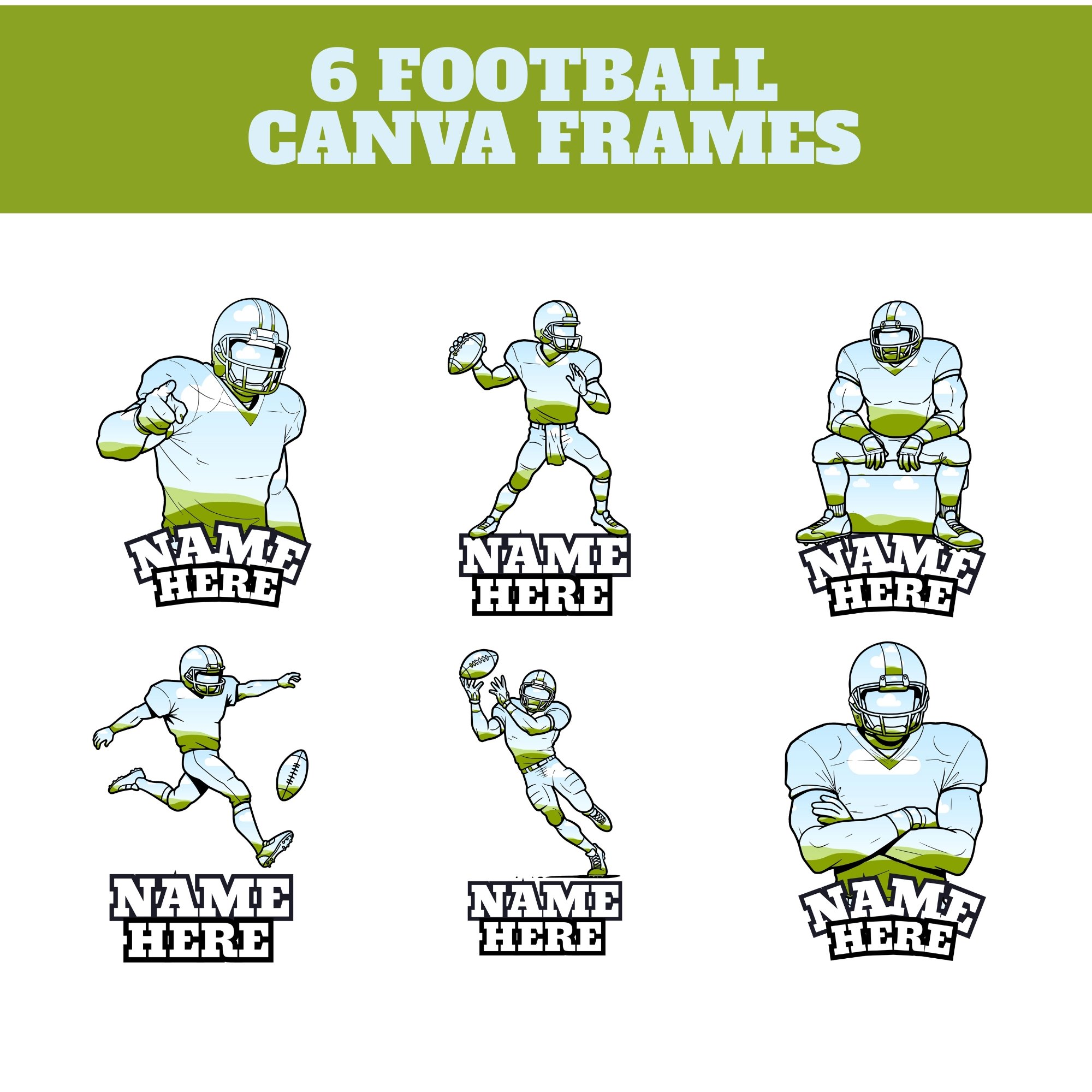 Football Name and Frame Bundle 1 | Canva Frames | Drag & Drop Color ...